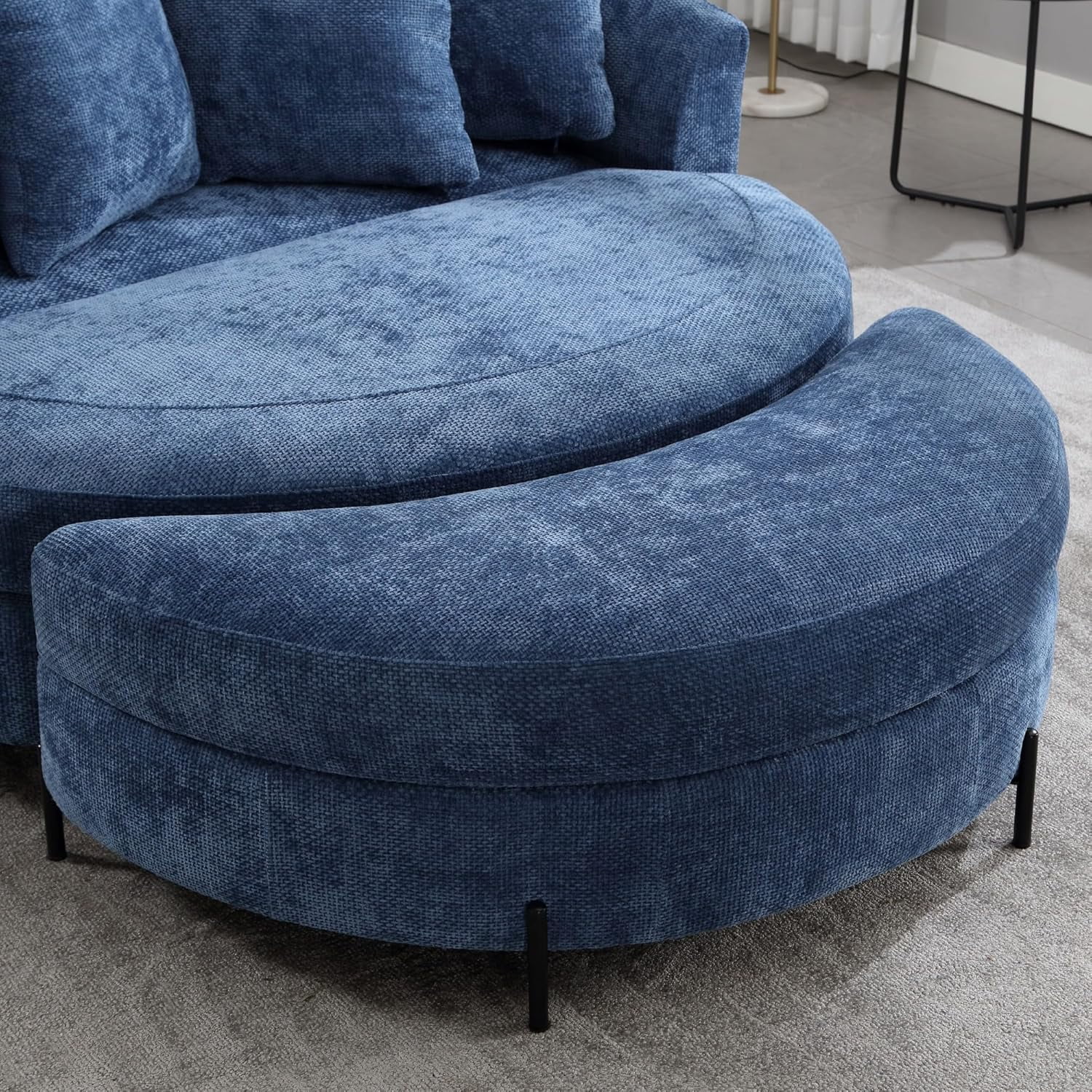 Aoiy & Wifon 3-in-1 Upholstered Half-Moon Storage Ottoman (Excluding ...