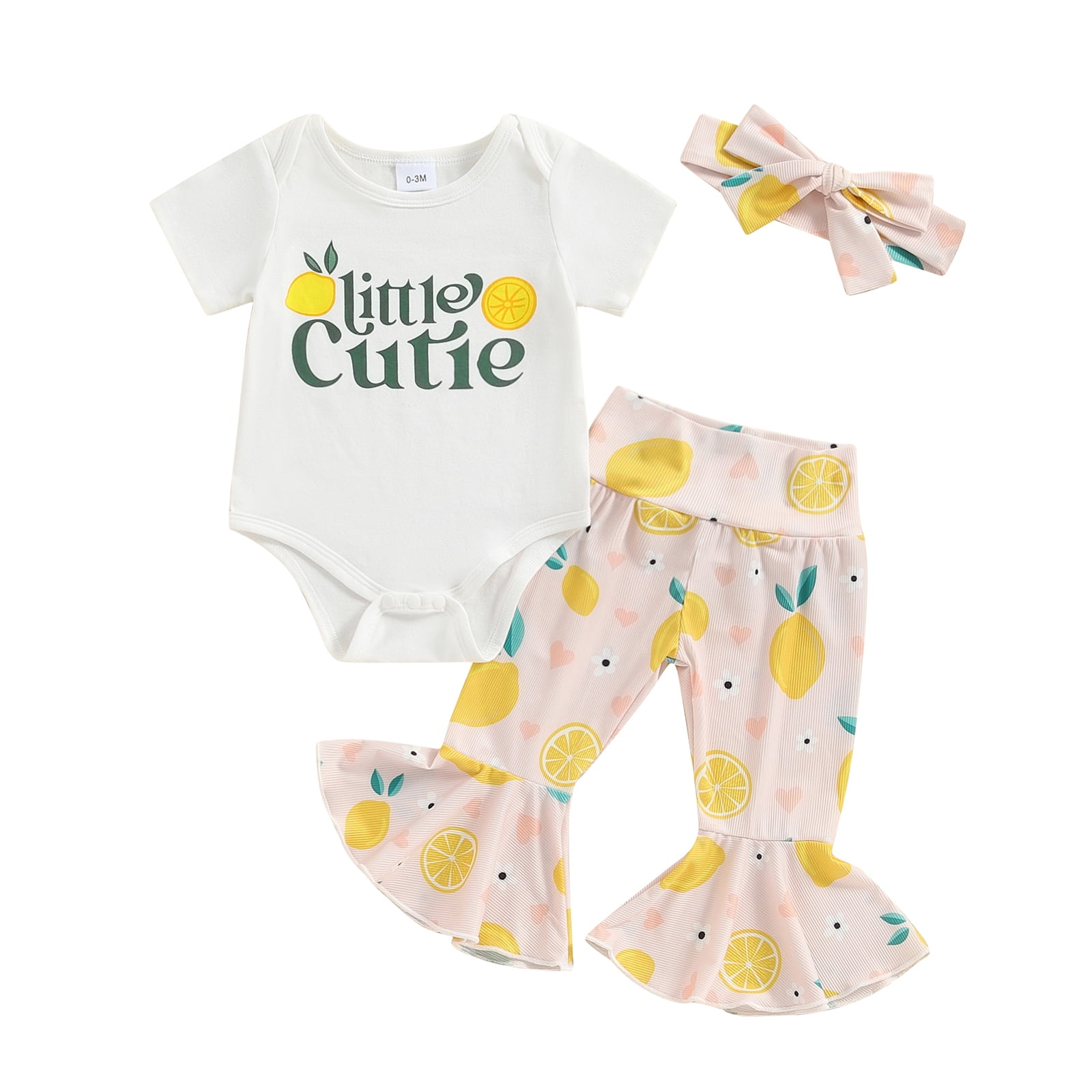 Aojekbee Baby Girl 3 Piece Outfits, Letter Print Short Sleeve Romper ...