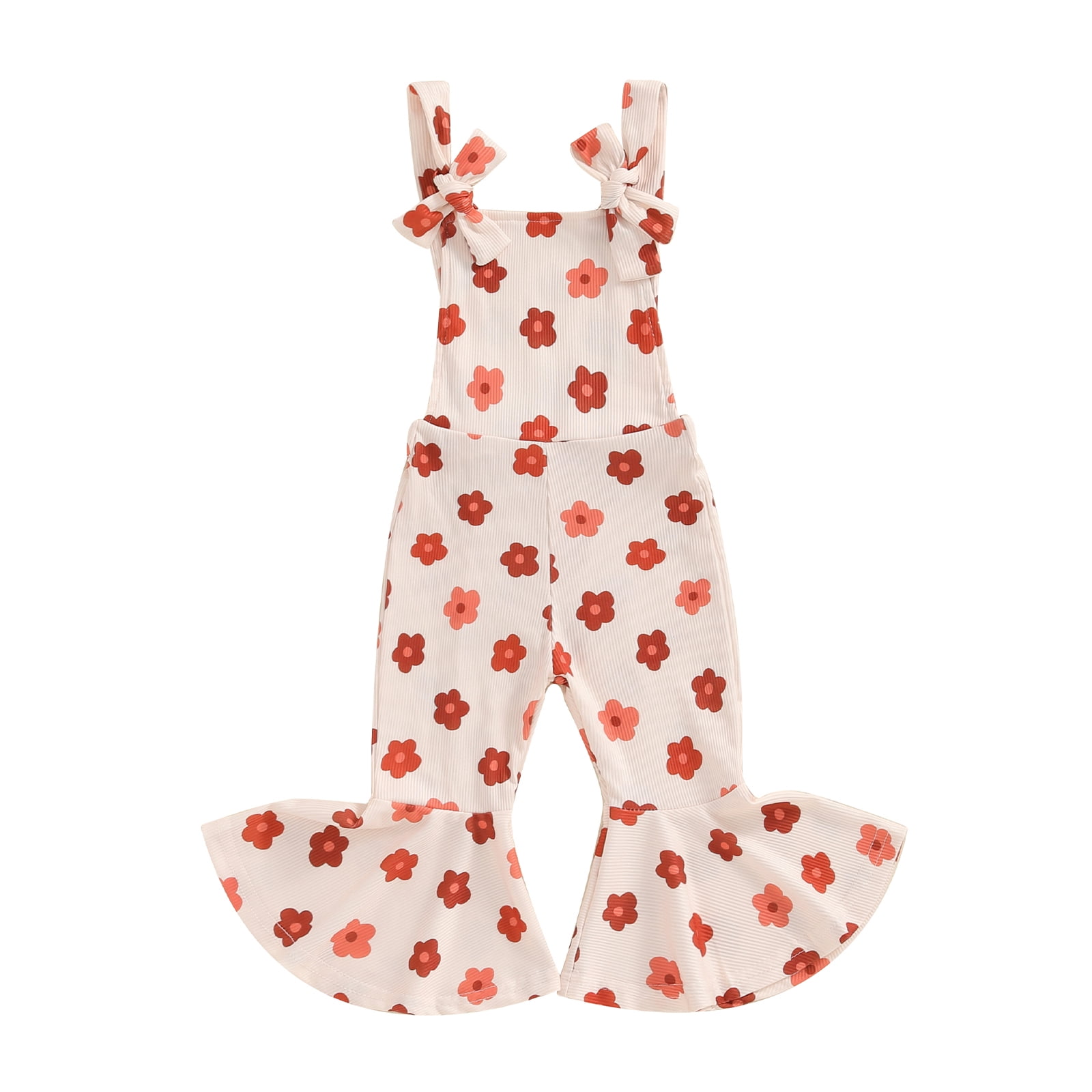 Aojekbee Baby Girl Floral Rompers Sleeveless Tie Shoulder Jumpsuit ...