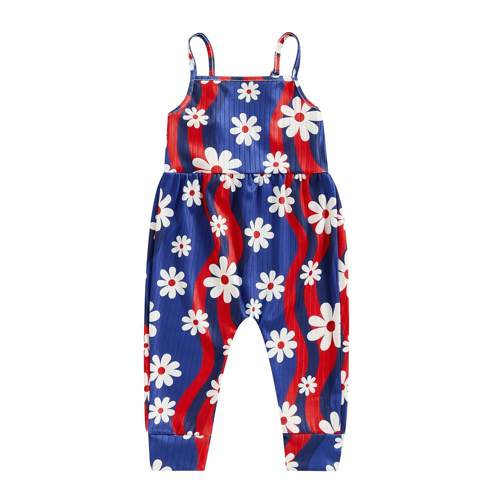 Aojekbee Baby Girl Overalls Jumpsuit Summer 4th of July Sleeveless ...