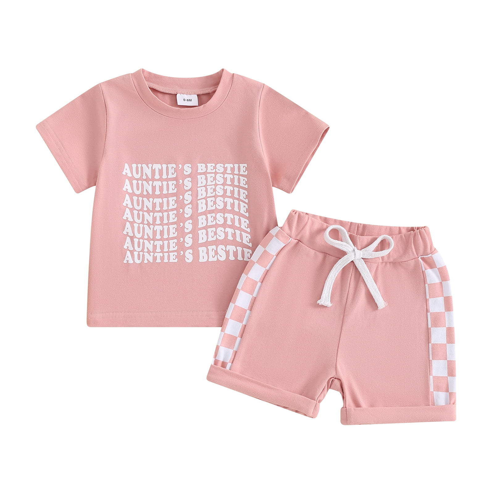 Aojekbee Little Girls Summer Shorts Sets Short Sleeve Letter Print Tops ...