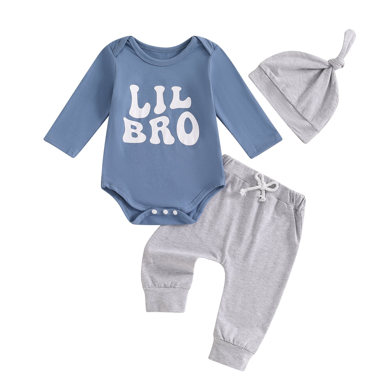 Aojekbee Newborn Boy Outfits, Letter Print Long Sleeve Romper Elastic ...