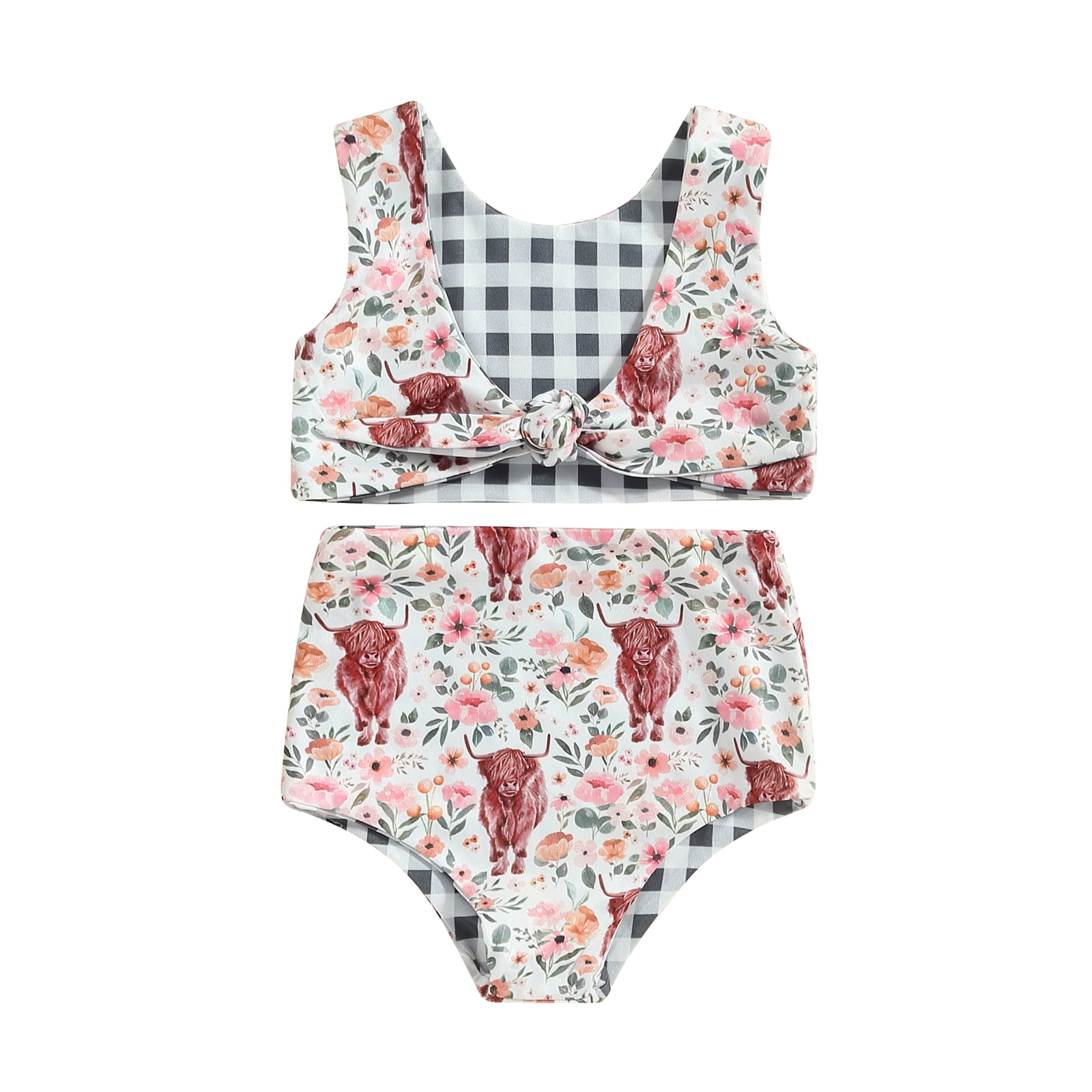 Aojekbee Toddler Baby Girls Summer Swimsuit Butterfly/Cow Head/Floral ...