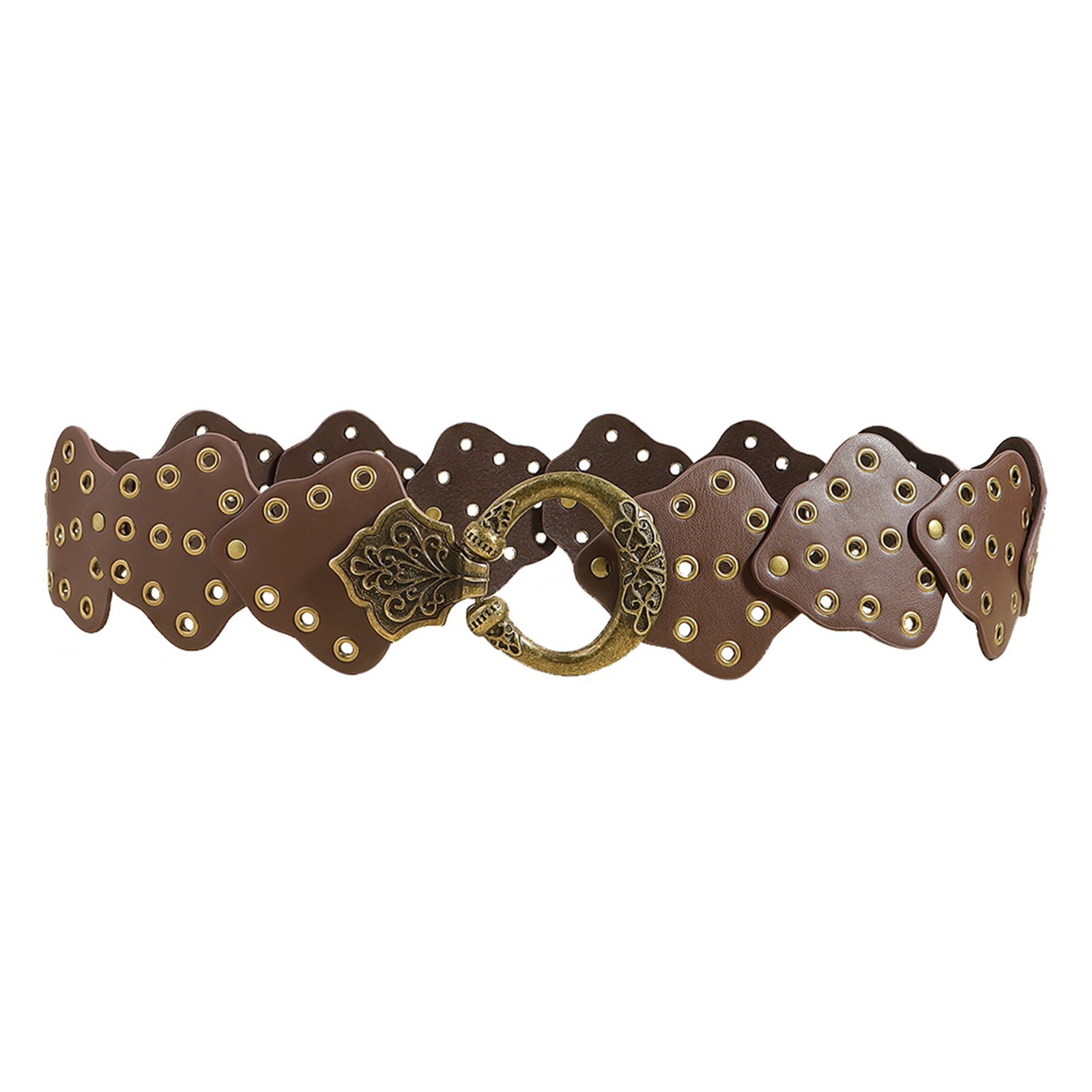 Aojekbee Women Wide Waist Belt Vintage Rivet Cinch Leather Belt Elastic ...