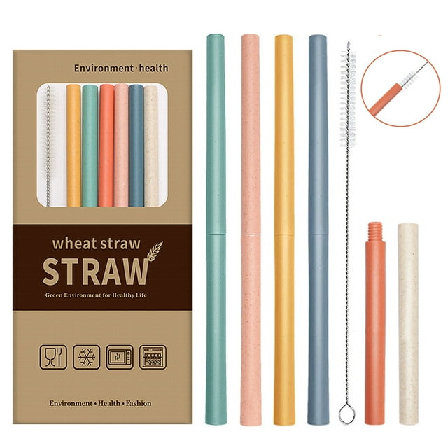 Aokelily 6Pcs Reusable, Detachable Drinking Straws with Cleaning Brush ...