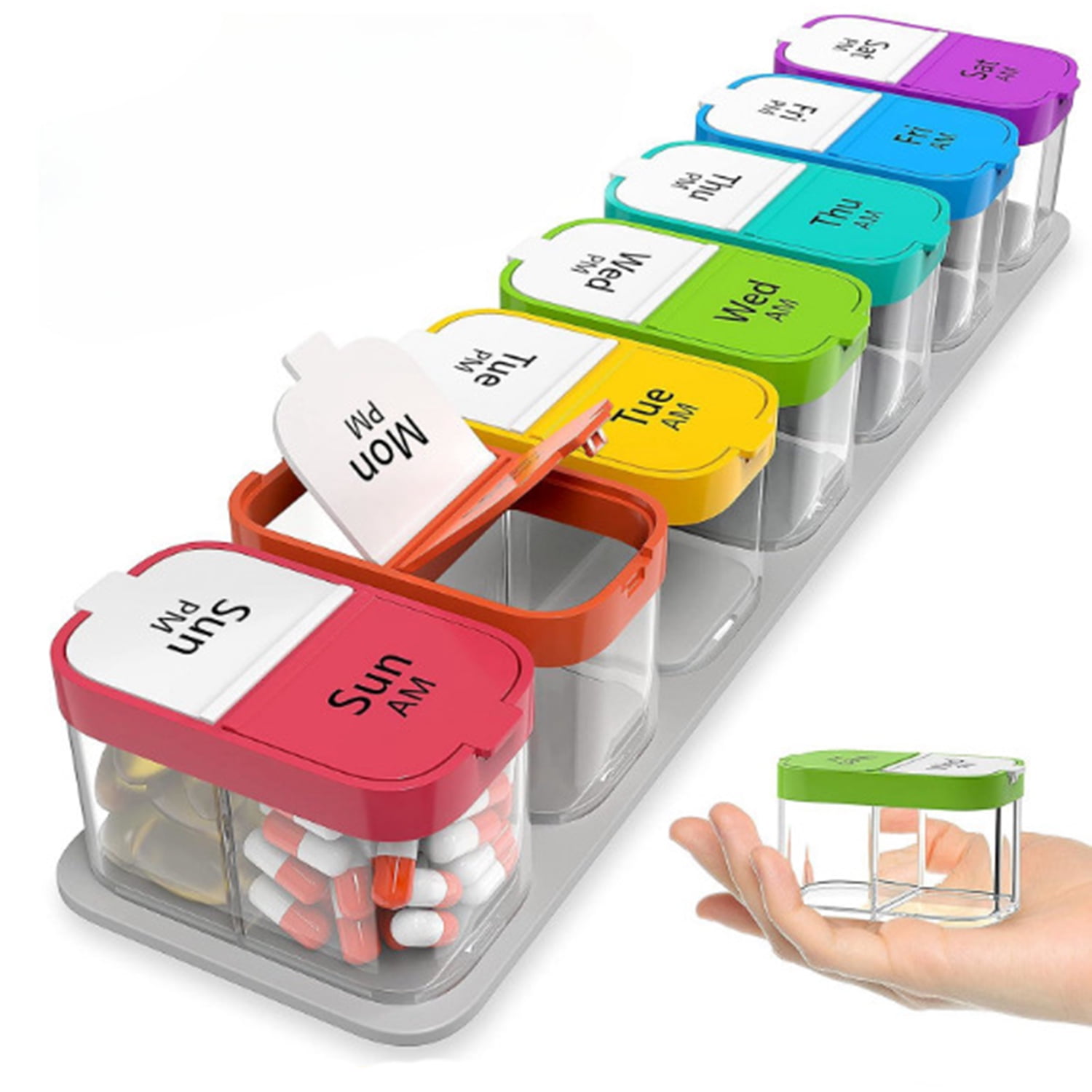 Aokelily Extra Large Weekly Pill Organizer, XL Pill Box 7 Day Am Pm ...