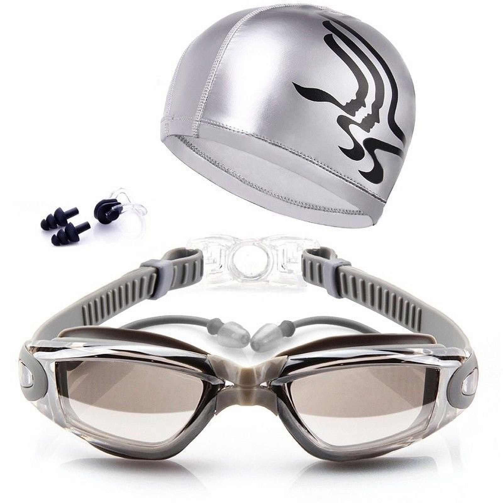 Aokelily Swimming Goggles Waterproof and Cap Set 4 in 1, UV 400 ...