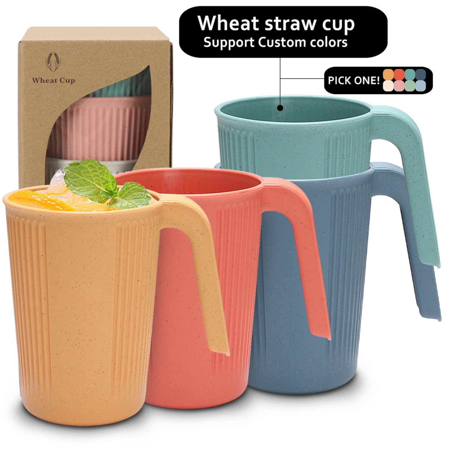 Aokelily Wheat Straw Cups, Large 12oz Unbreakable Mugs, Microwave Safe ...