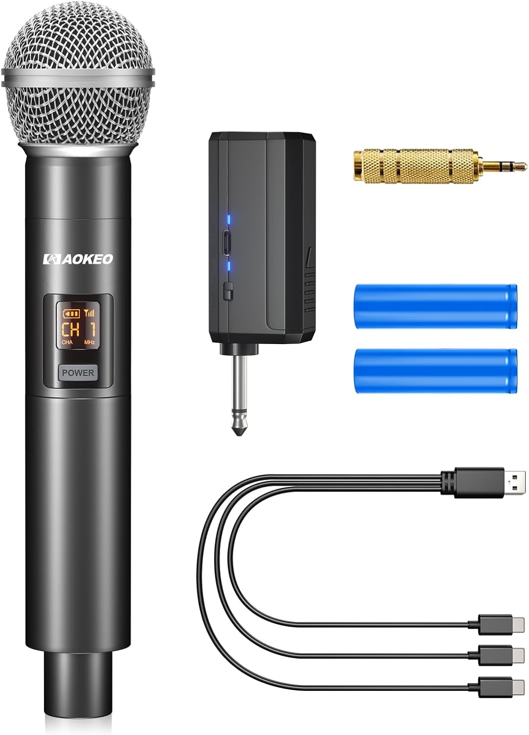 Aokeo Wireless Microphone Only for Mic Input, UHF Metal Dynamic ...