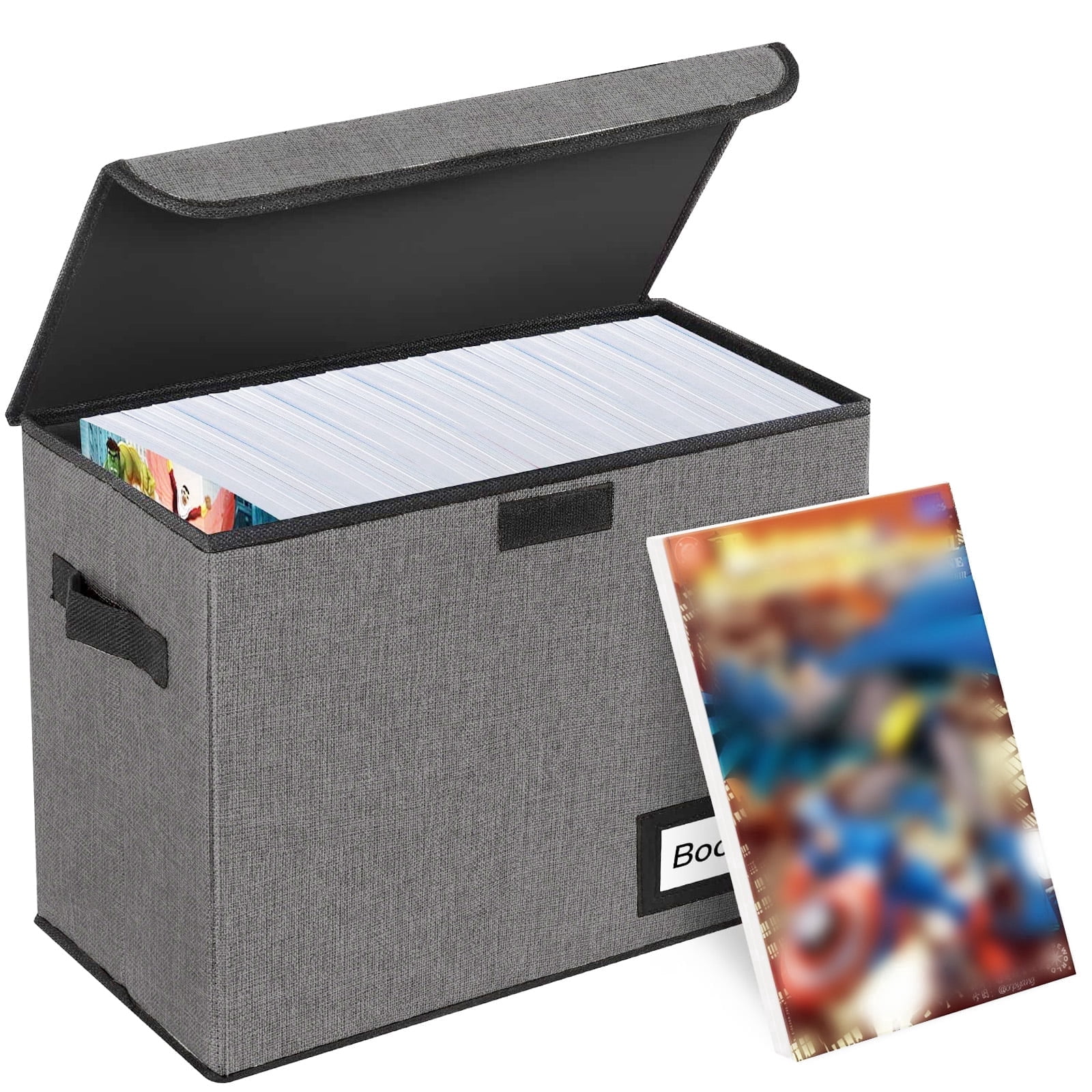Aokeyee Comic Book Organizer, Collapsible Book Box Holds 150 Comics ...