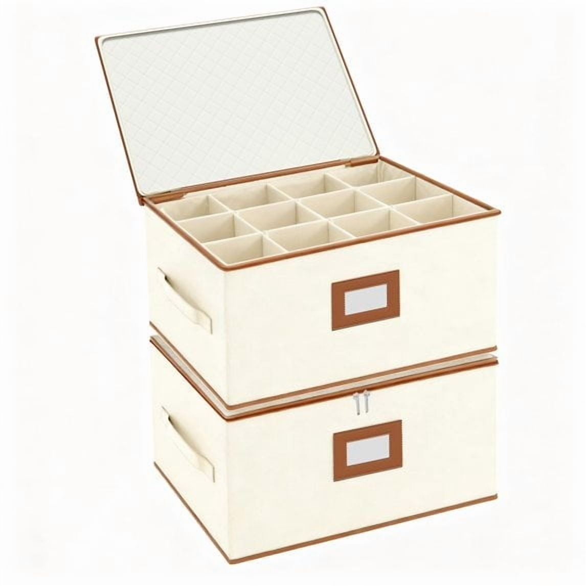 Aokeyee Wine Glass Storage Box Containers with Dividers - 2 Pack ...