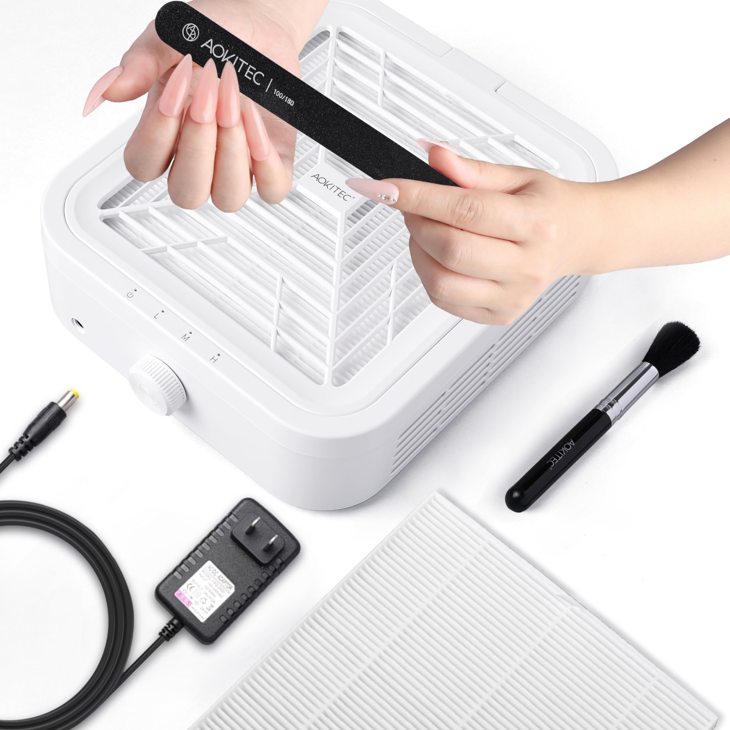Aokitec Nail Dust Collector with Reusable Filter 120W Vacuum Powerful ...