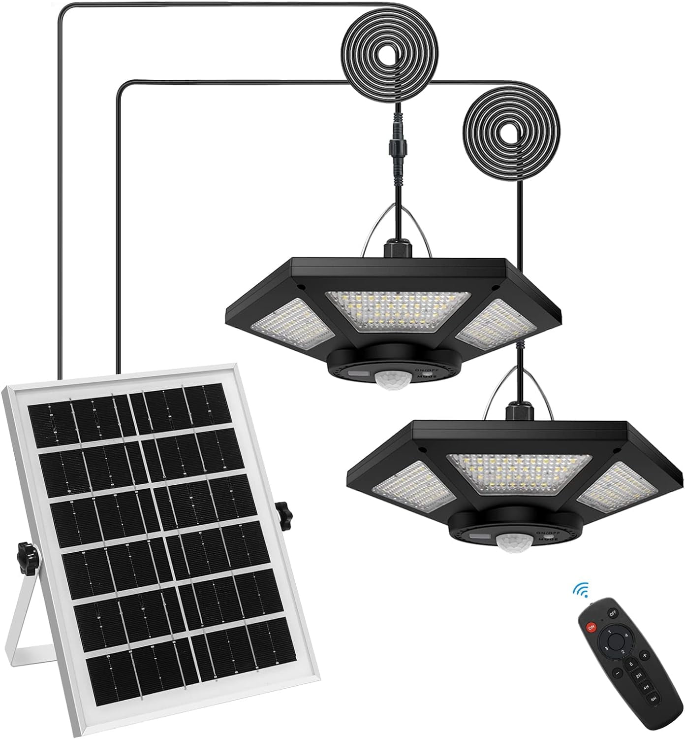 Aoksun 2 Head Solar Shed Light, Indoor/Outdoor, Remote Control, 360 ...