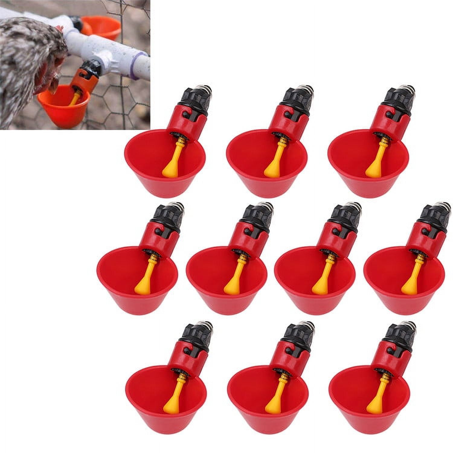 Aokur 10 Pack Poultry Water Drinking Cups, Automatic Plastic Chicken ...