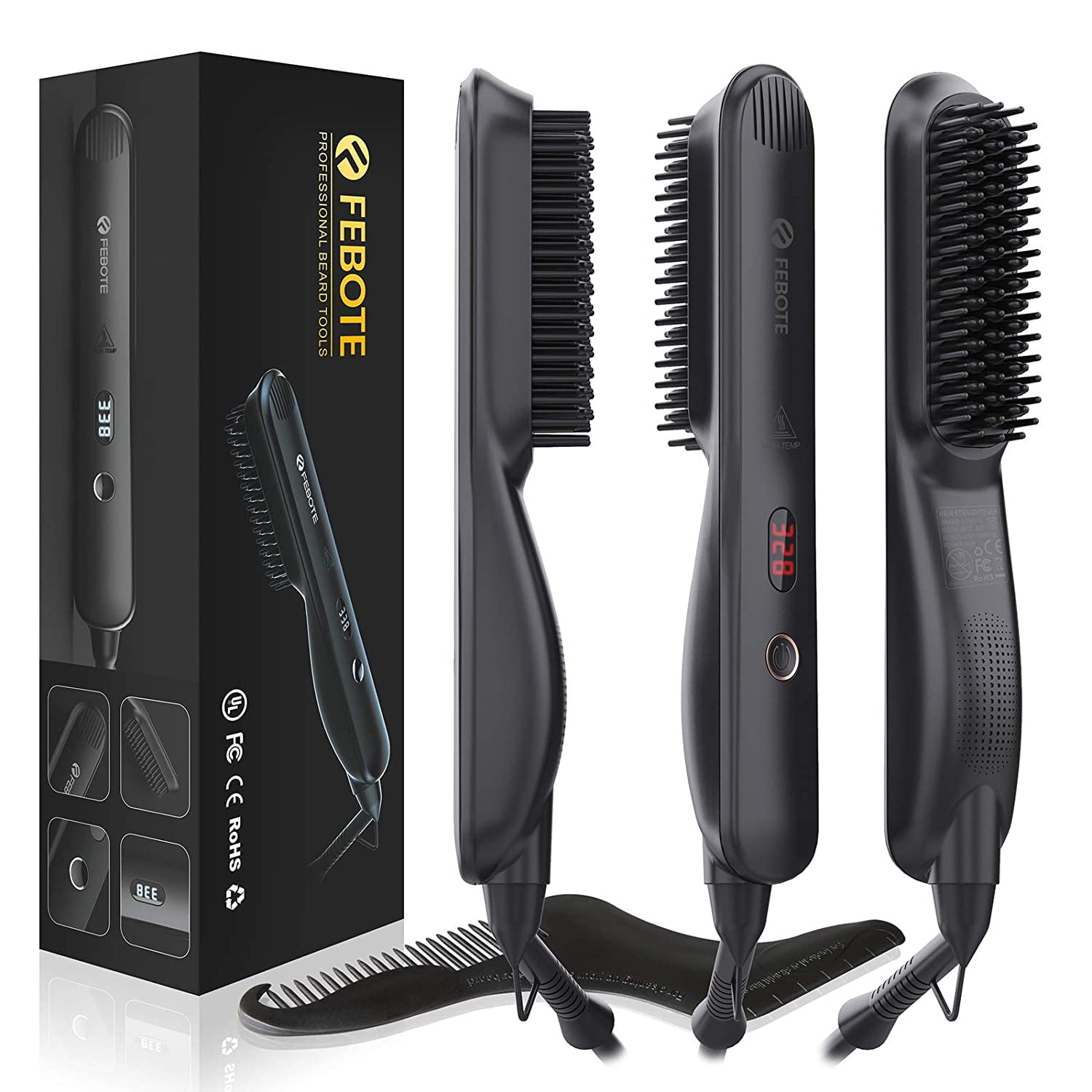 Aokur Beard Straightener Brush Kit for Men, Anti-Scalding Heated ...