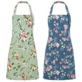 "Aoliandatong Floral Cotton Aprons for Women, Adjustable with Pockets ...