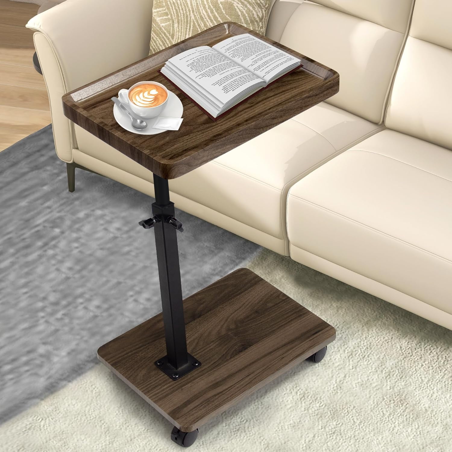 Aoligrace C Table End Table Adjustable Height, 360° Swivel Side Table ...
