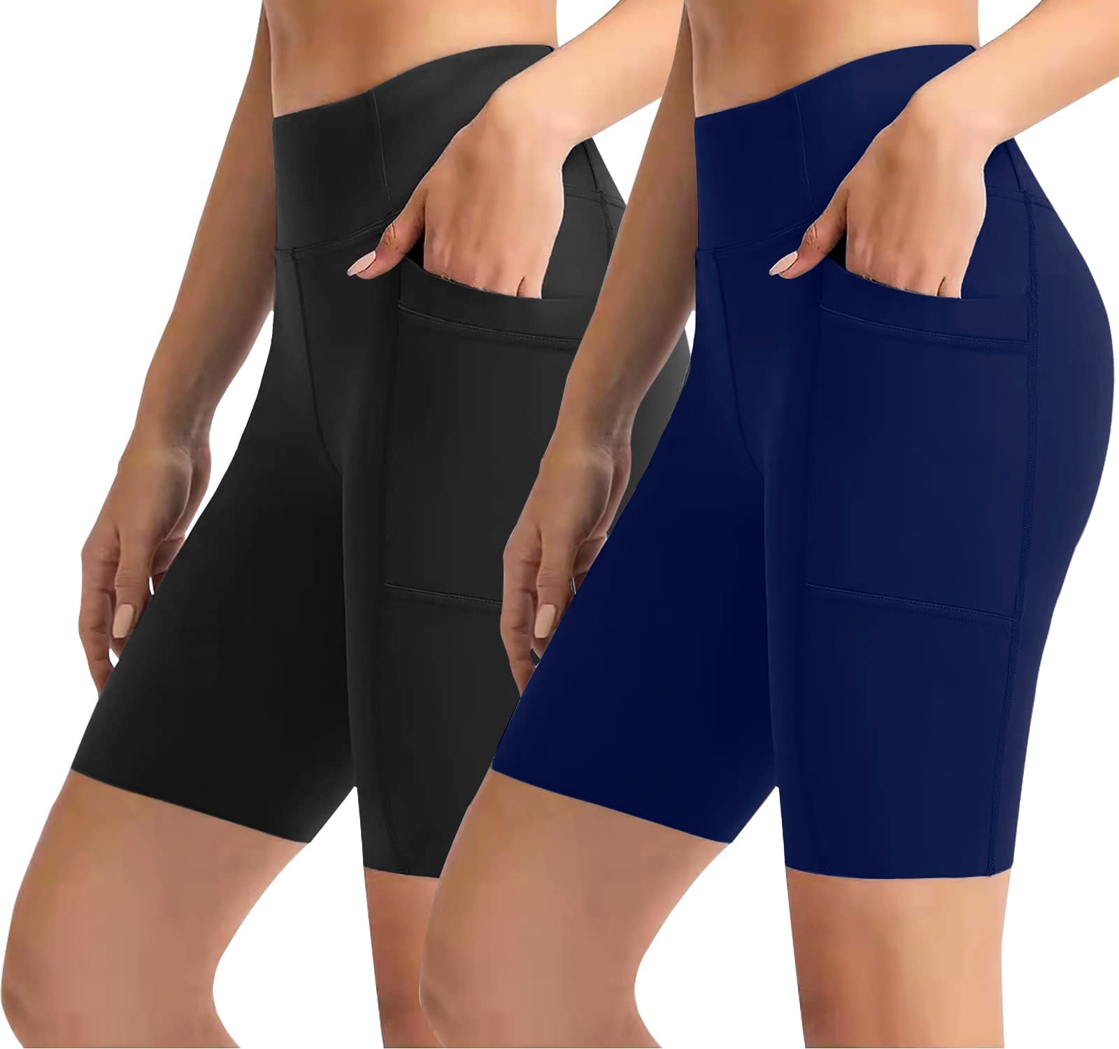 Aoliks 2 Pack Women Biker Shorts 8 Buttery Soft High Waisted Yoga