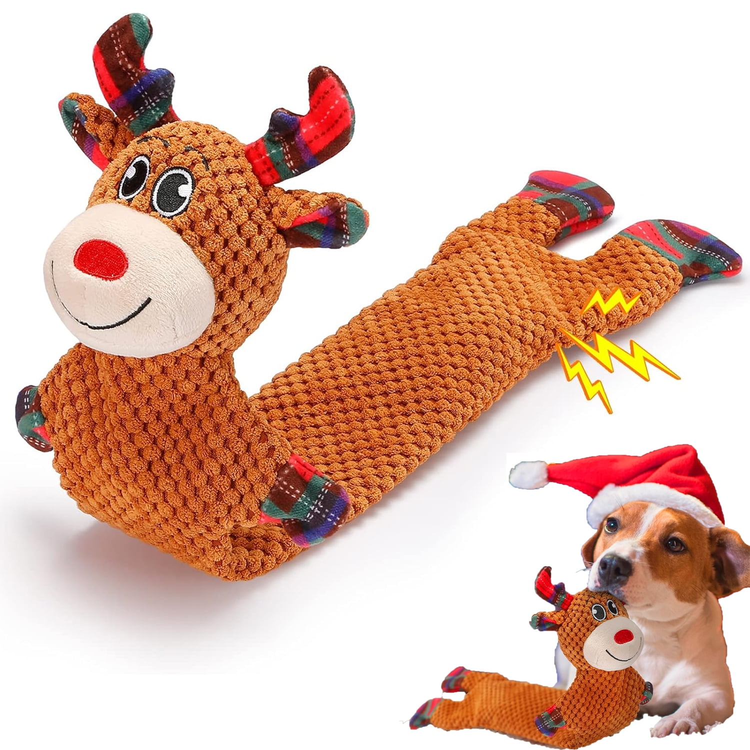 Aollywin Christmas Dog Toys, 22'' Squeaky Dog Toys Plush Reindeer Dog ...
