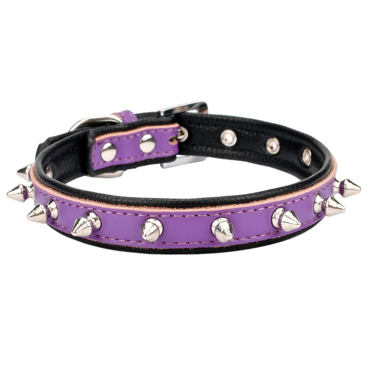 Aolove Spiked Studded Padded Leather Pet Collars for Cats Puppy Small ...