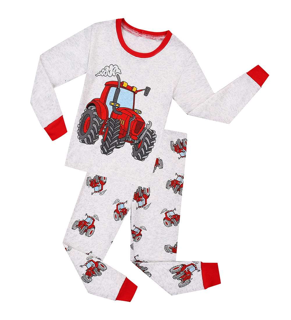 Aolyty Toddler Kids Boys Pajamas Set, Tractor Cotton Pjs Long Sleeve, 2 ...