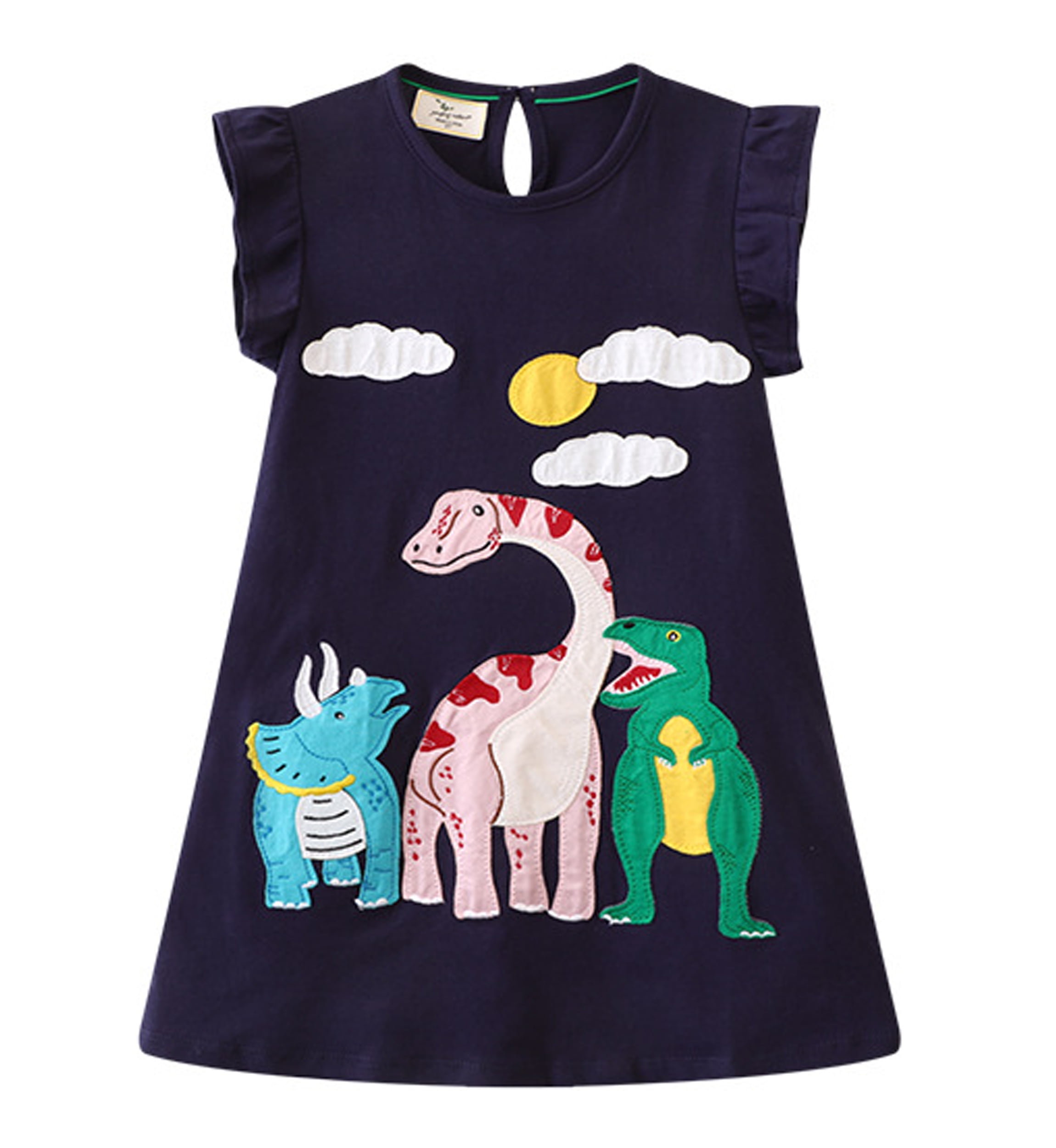 Aolyty Little Girls Summer Dress Dinosaur Dresses Ruffle Sundress 7T ...