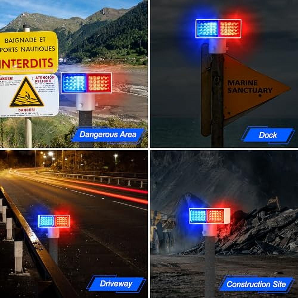 Aolyty Solar Strobe Light, Bright Red & Blue Light Flashing IP65 ...