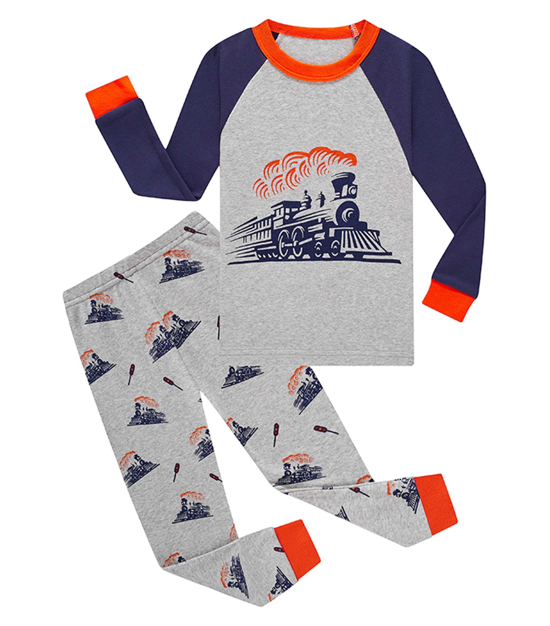 Aolyty Toddler Boys Train Pajamas Set 100% Cotton Pjs Kids Clothes 3T ...