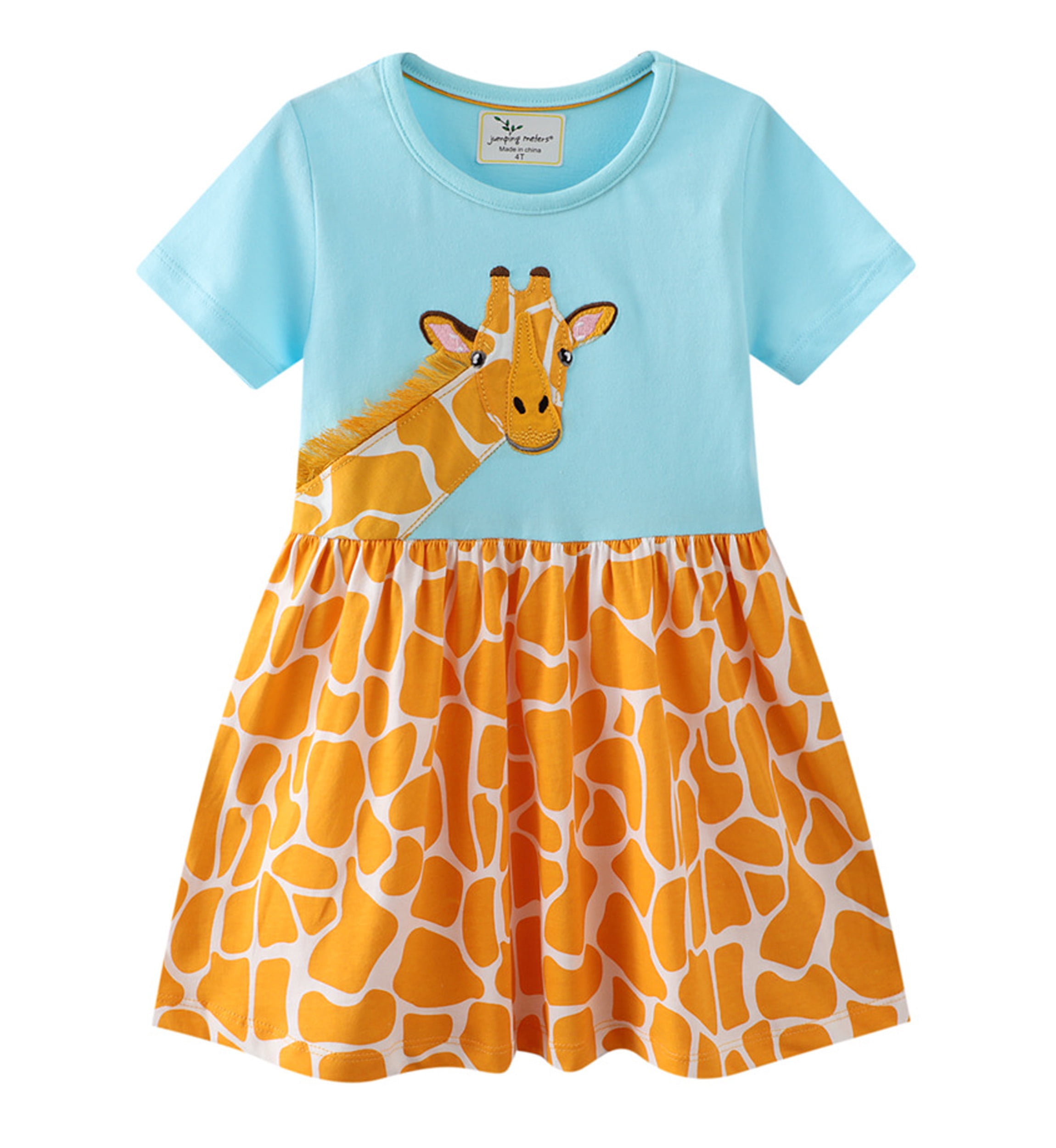Aolyty Toddler Girls Summer Short Sleeve Dress, Cute Giraffe Print ...