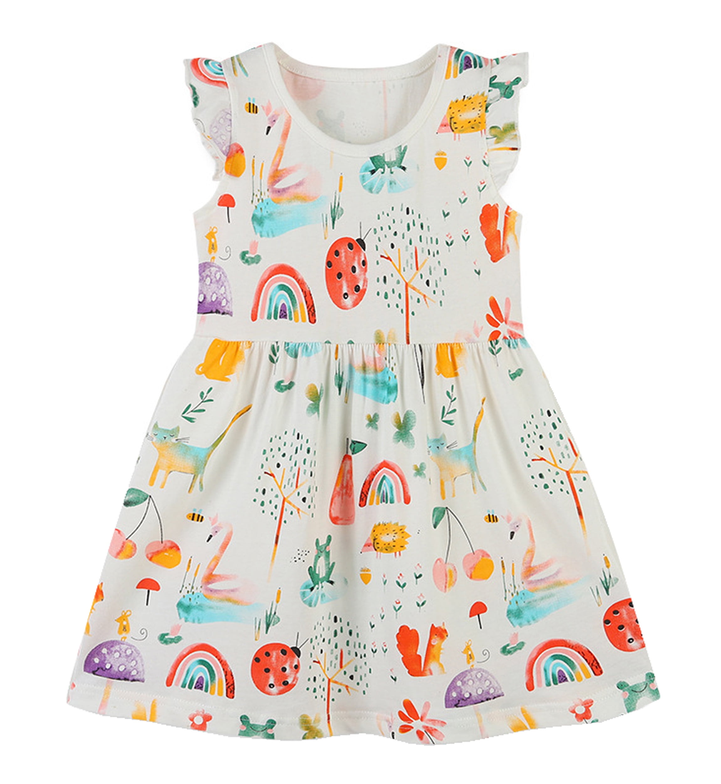 Aolyty Toddler Girls Ruffle Dress Floral Short Summer Sundress 5T ...