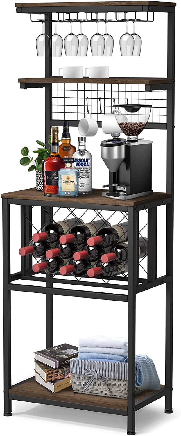 Aomedeelf Industrial Wine Rack Table, Bar Cabinet for Liquor ...
