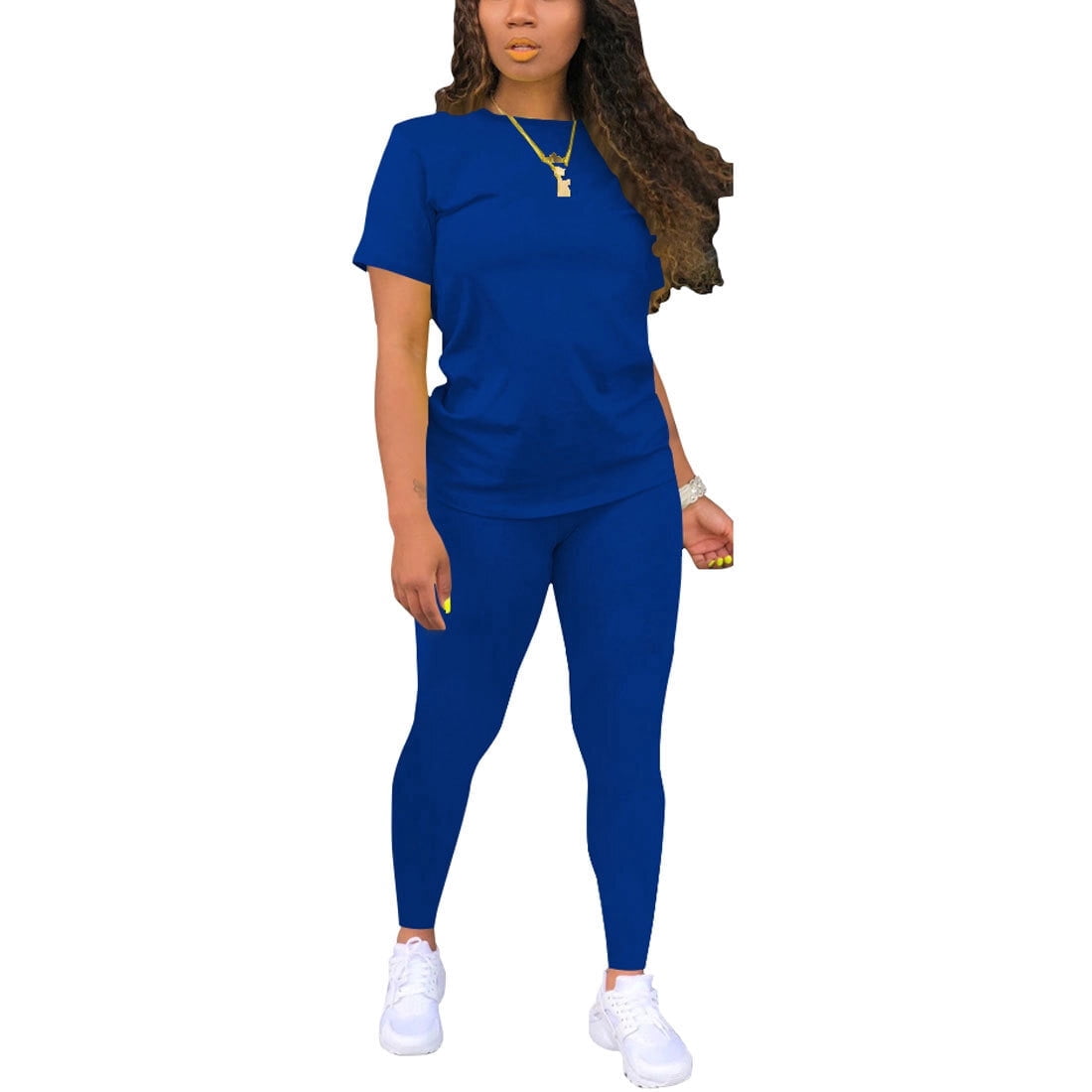Aomice Biker Short Sets Women 2 Piece Outfits Summer Short Sleeve ...