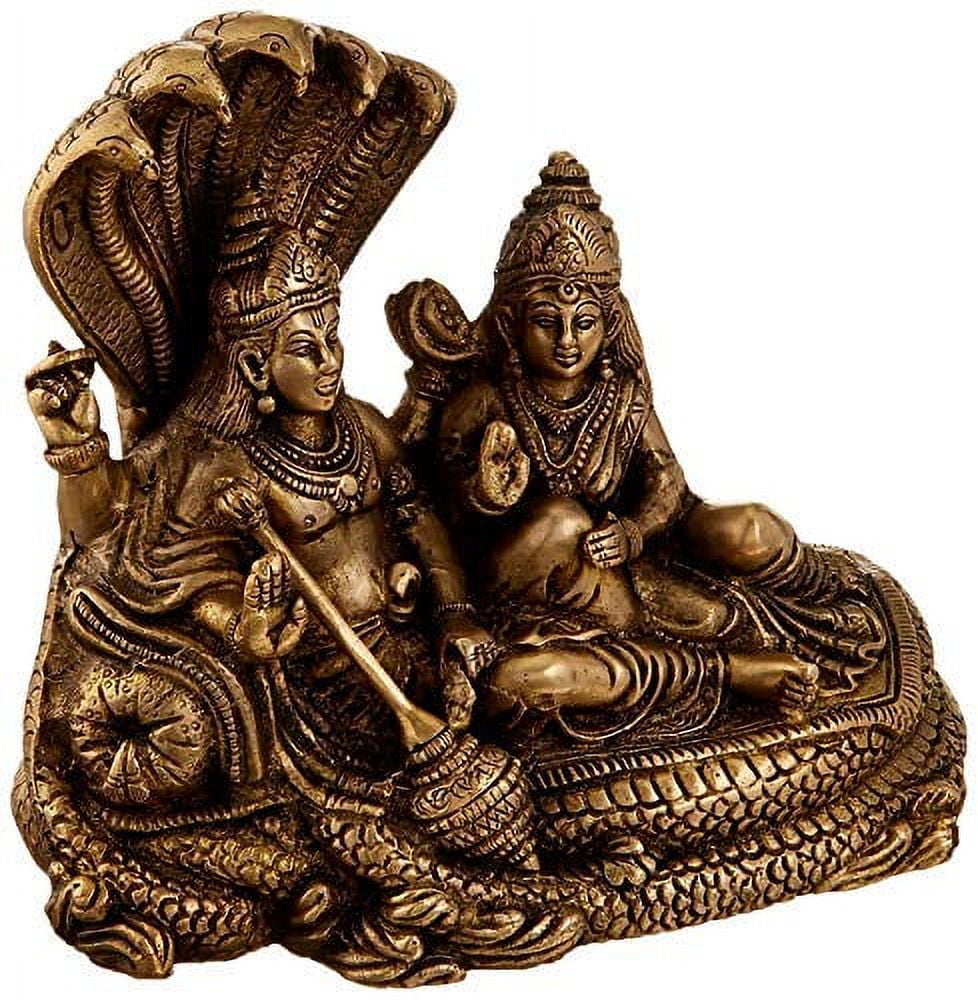 Aona Maa Lakshmi With Lord Vishnu On Sheshnag Idol Statue - (Brass ...
