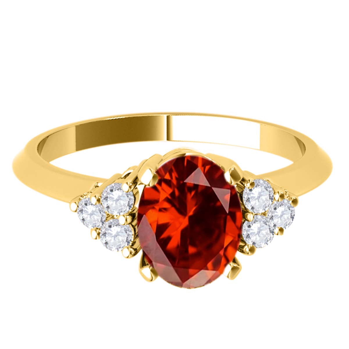 AoneJewelry 1.55 Carat Garnet & White Diamond Gemstone Ring In 10K ...
