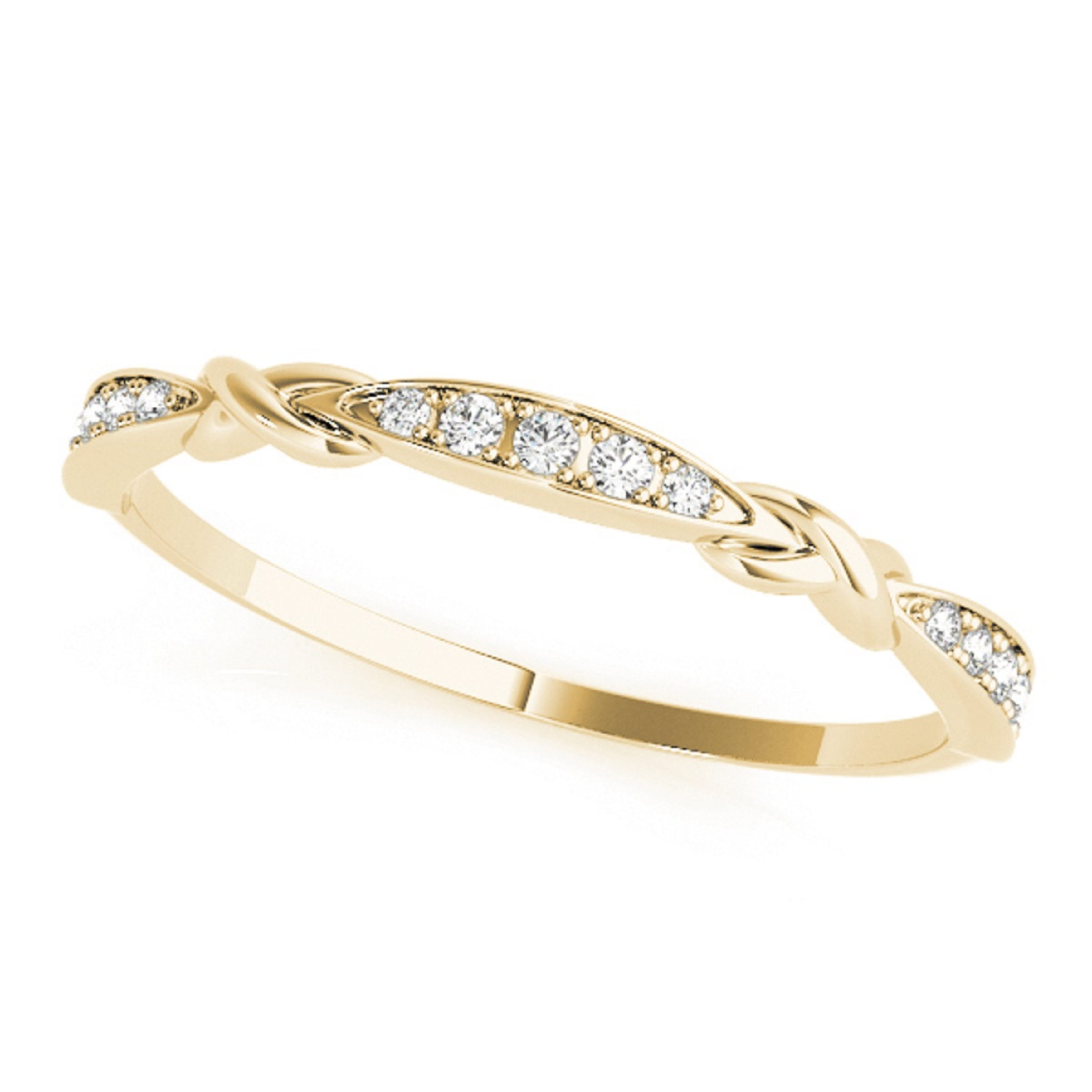 AoneJewelry 10K Solid Rose, White & Yellow Gold Diamond Wedding Band, 0 ...