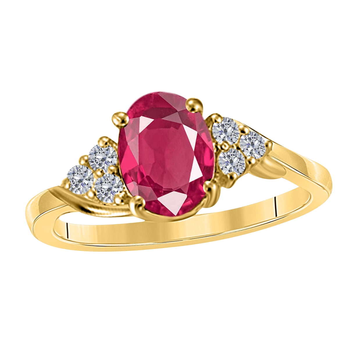 AoneJewelry Ruby Gemstone Engagement Rings for Women |10K Rose, White ...