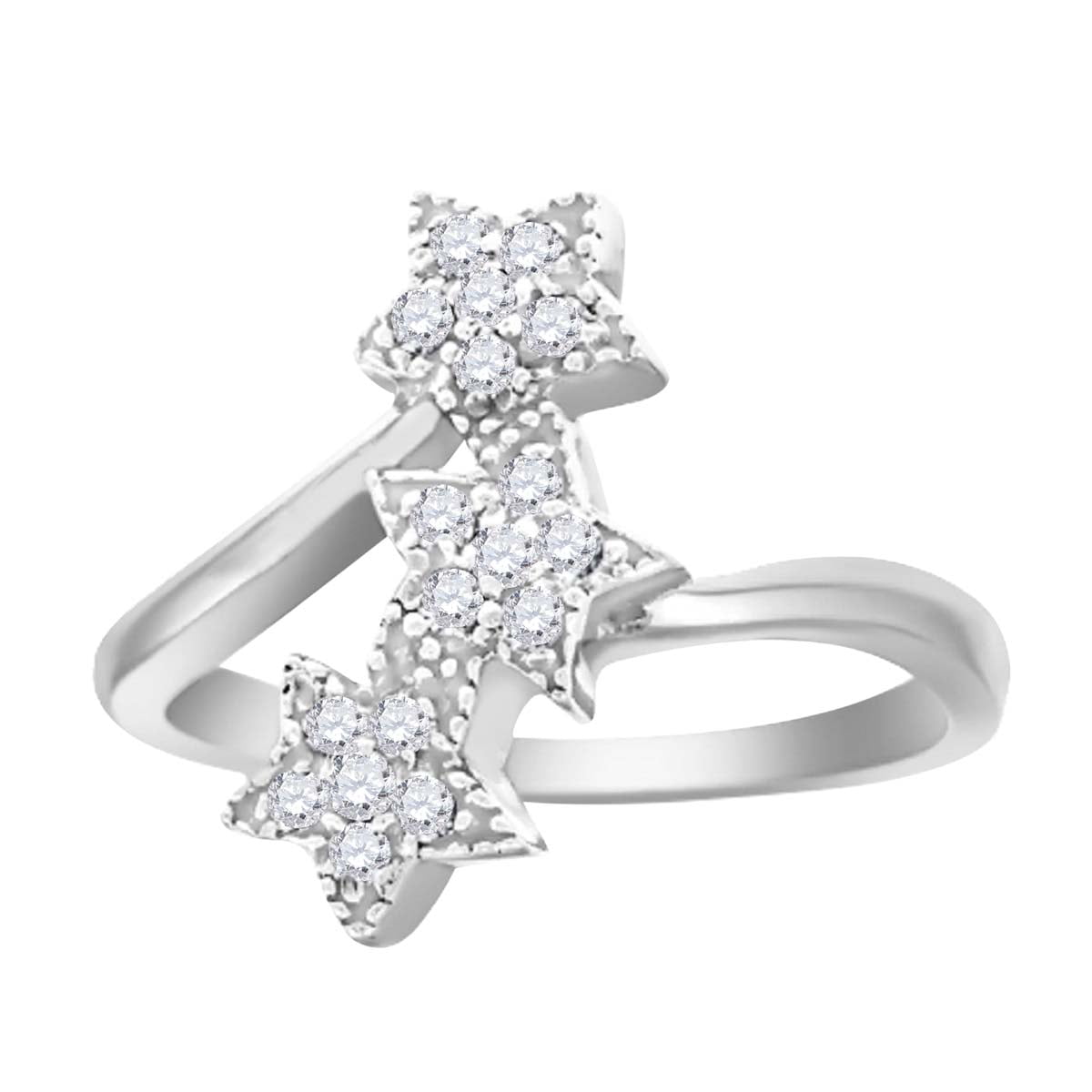 Aonejewelry 0.25 Ct. Ttw Star Sparkly Diamond Ring In 10K White Gold ...