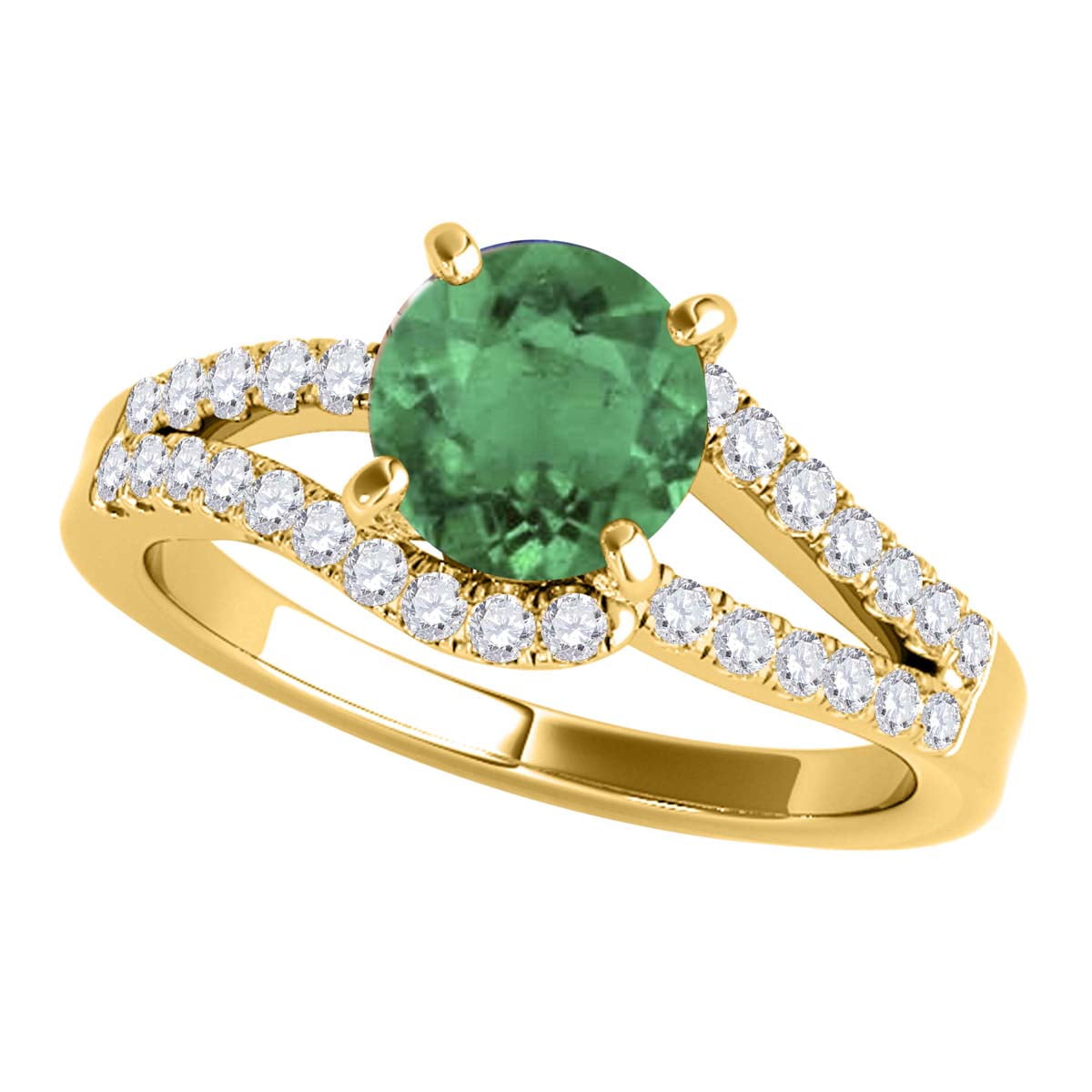 Aonejewelry 1.15 Ct. Emerald and Diamond Twin Shank Engagement Ring ...