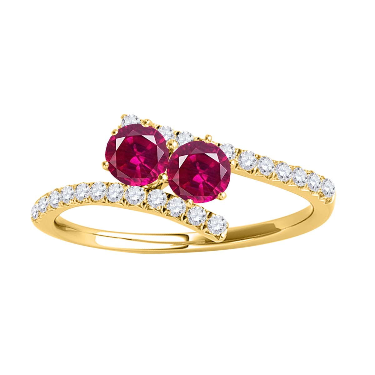 Aonejewelry 1.15 Ct. Two Stone Ruby and Diamond Engagement Ring Crafted ...