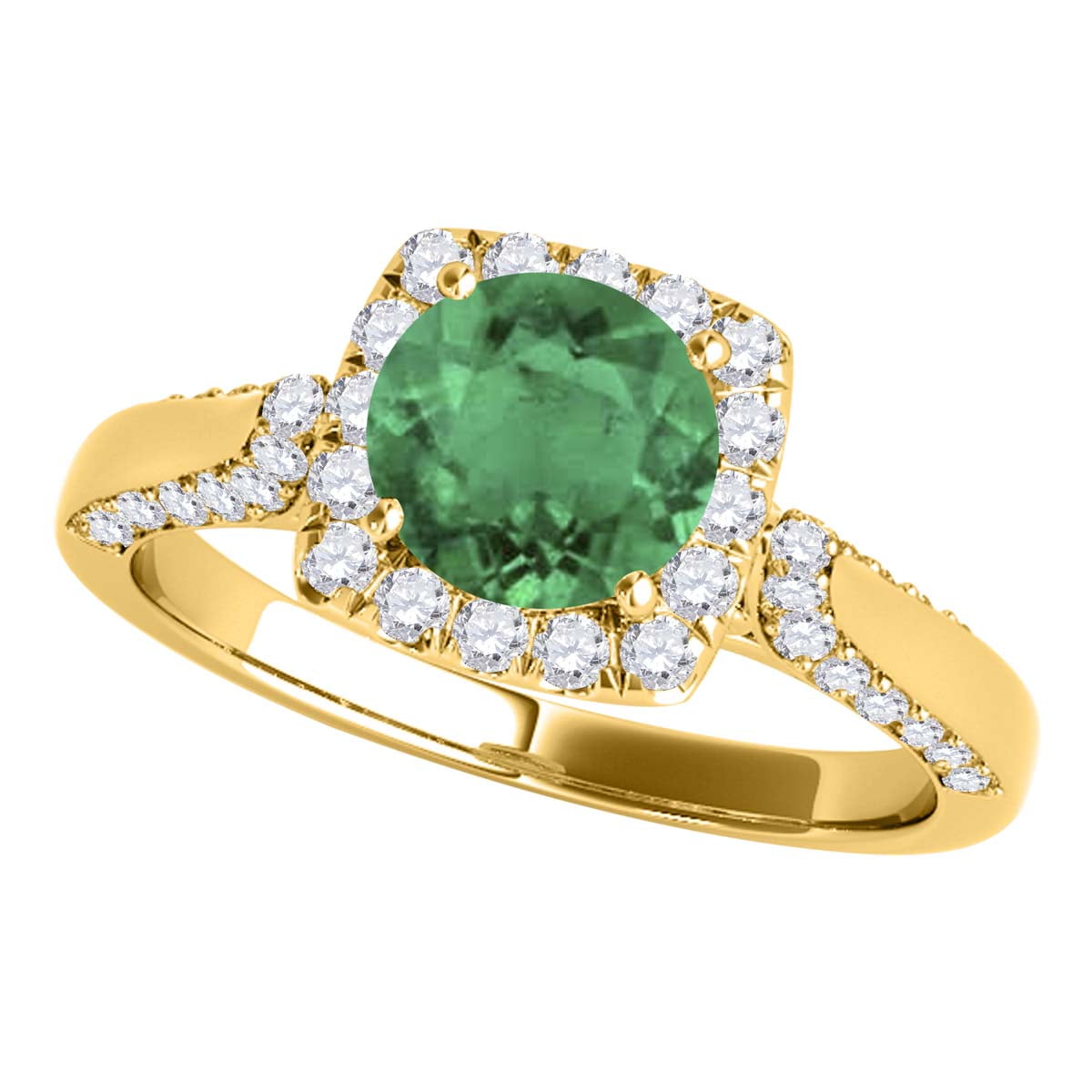 Aonejewelry 1.25 Ct. Ttw Diamond and Emerald Ring In 14k Yellow Gold ...