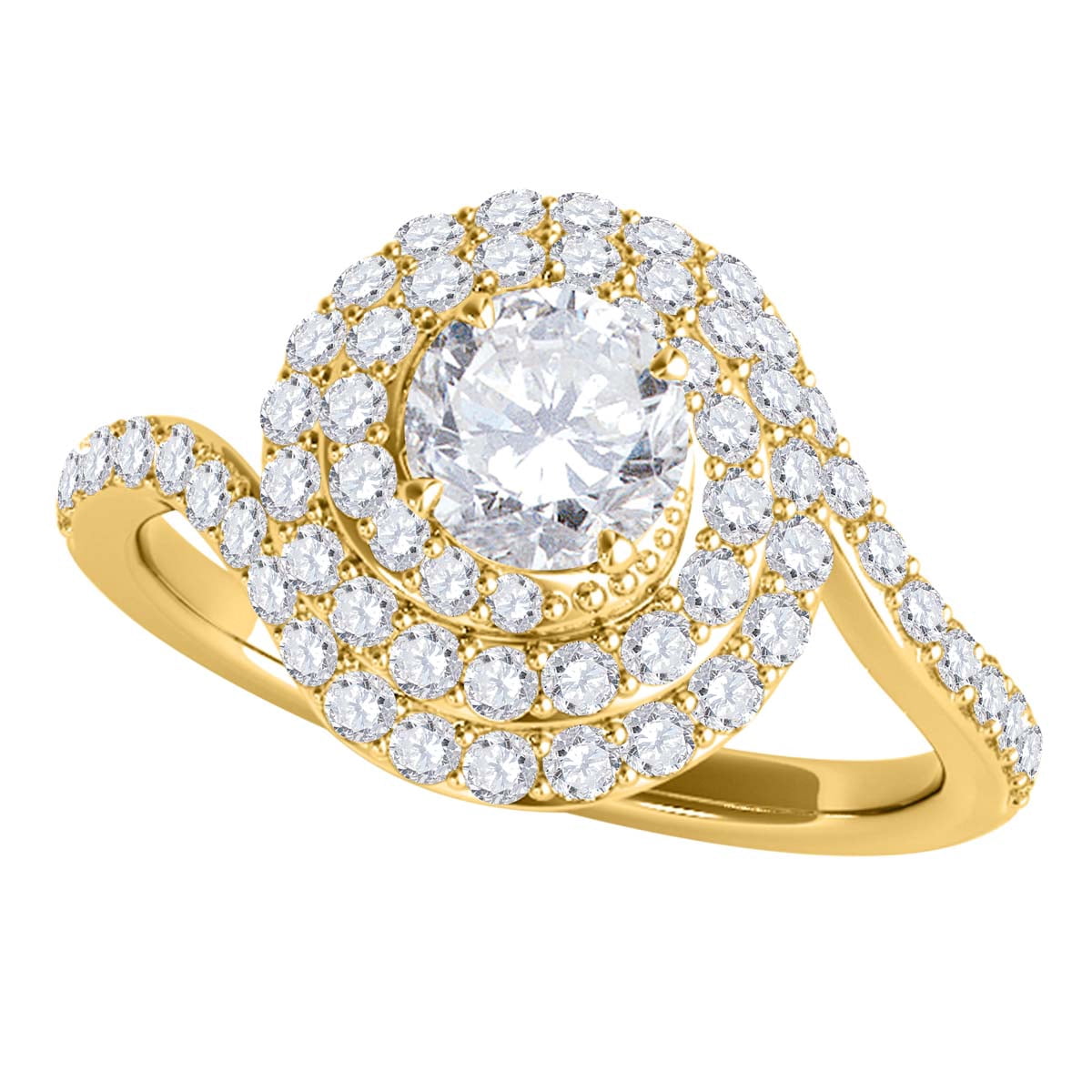 Aonejewelry 1 Carat Halo Diamond Dome Shaped Engagement Ring In 14k ...