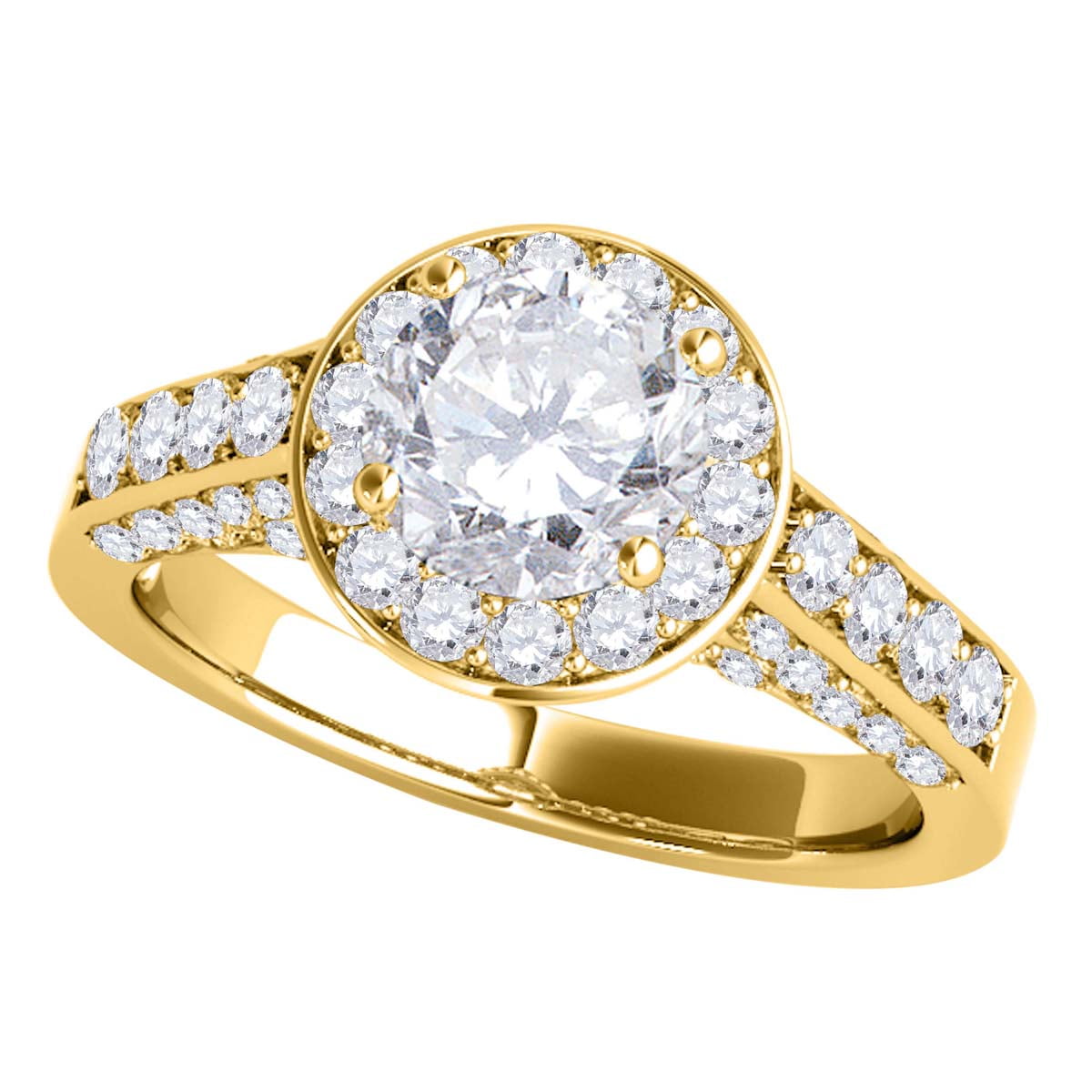 Aonejewelry 1 Carat Halo Engagement Diamond Ring Crafted In 14k Yellow ...