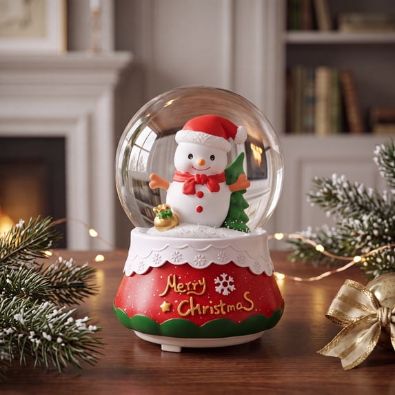 Aonerit 5X3In Snowman Music Box, Rotating Blowing Snow Crystal Ball ...