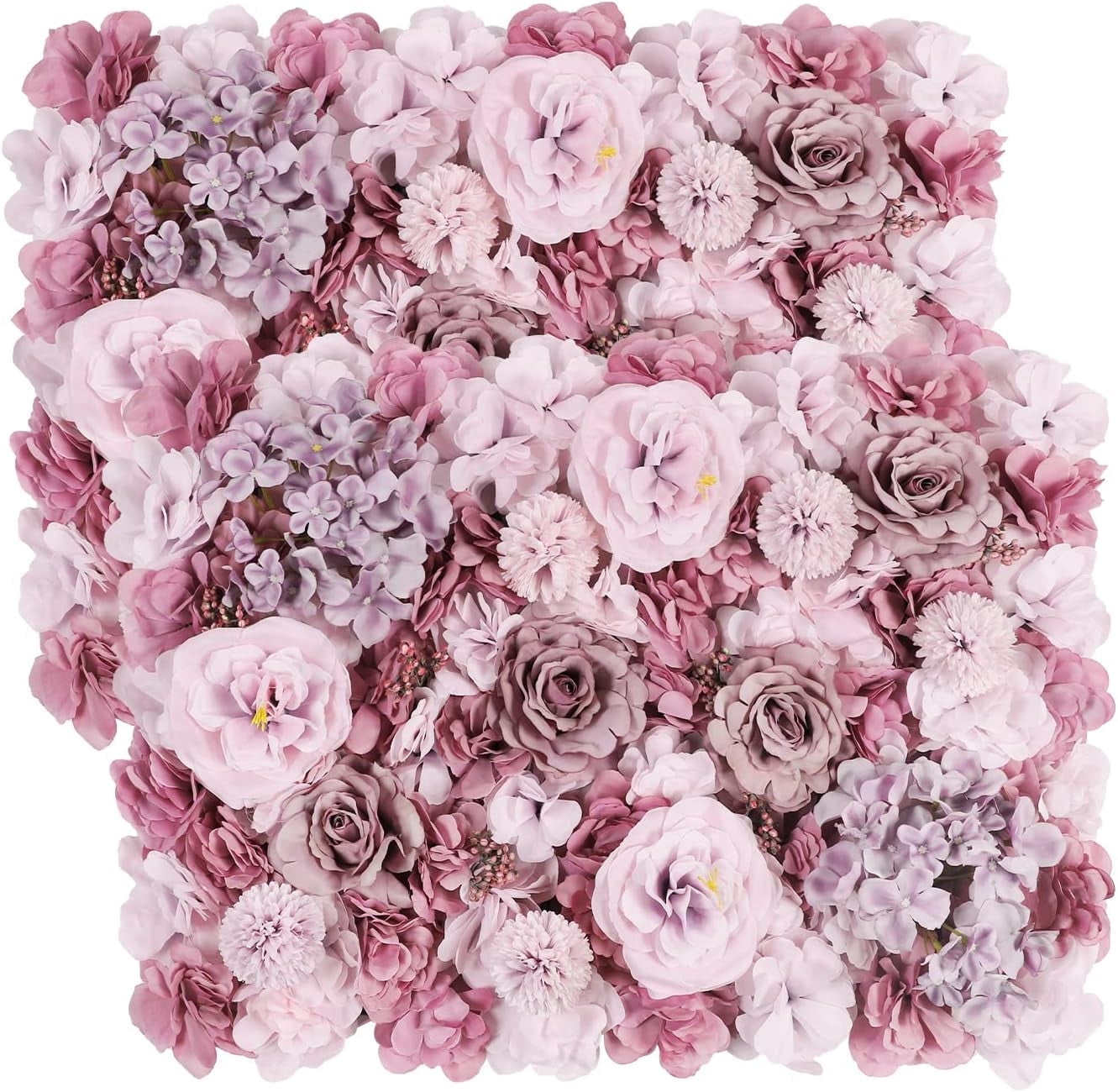 Aonewoe 2 Pack Artificial Flower Wall Panels 16" x 24" Dusty Pink Rose ...