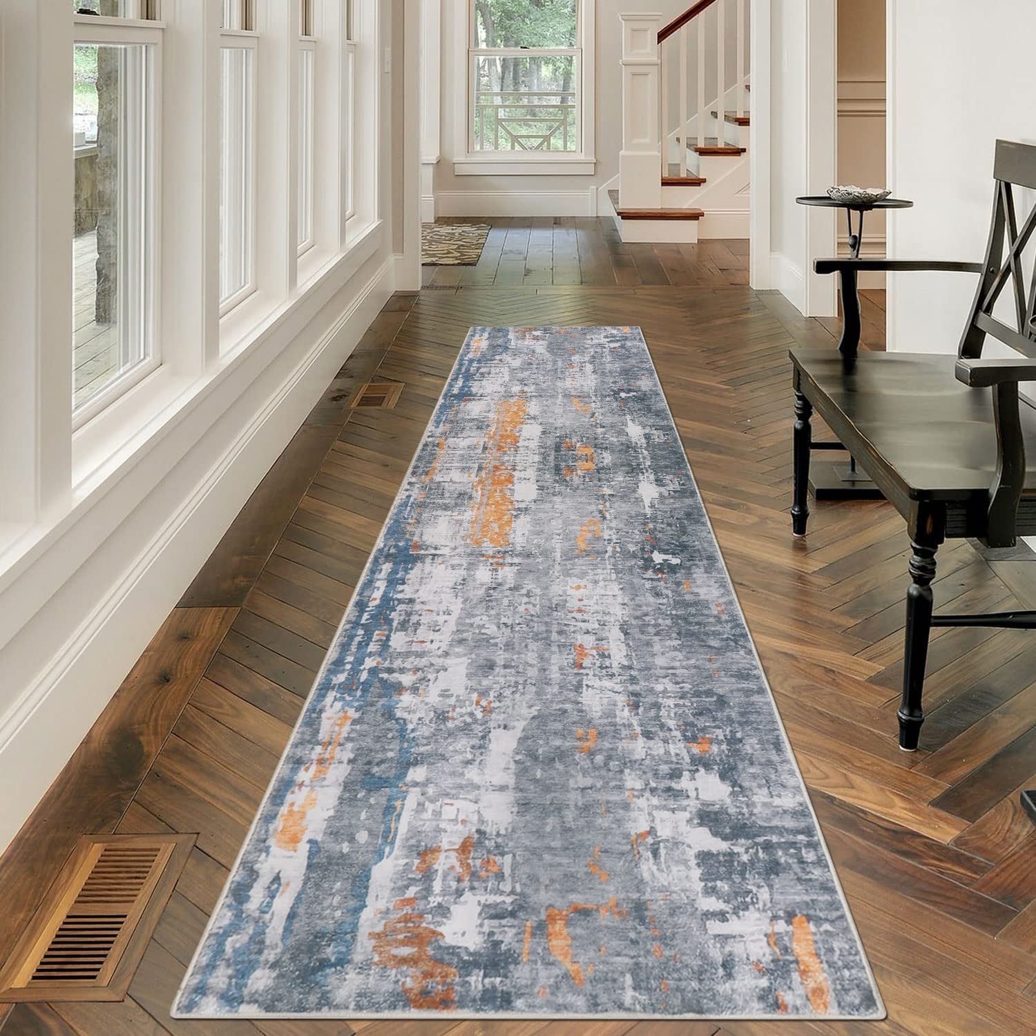 Aonewoe Modern Abstract Hallway Runner Rug 2x10, Washable Runner Rug ...