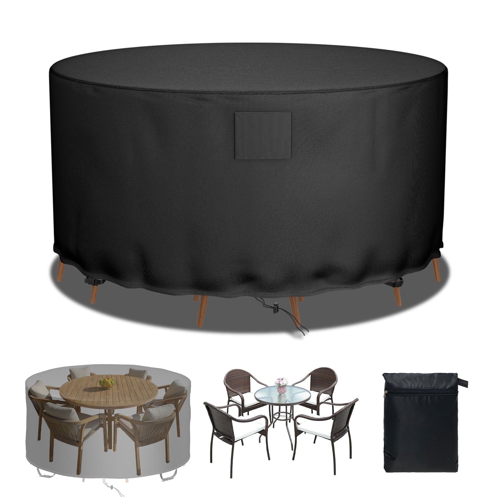 Aonewoe 50"x28" Patio Covers 600 Oxford Cloth Round Garden Table Cover ...