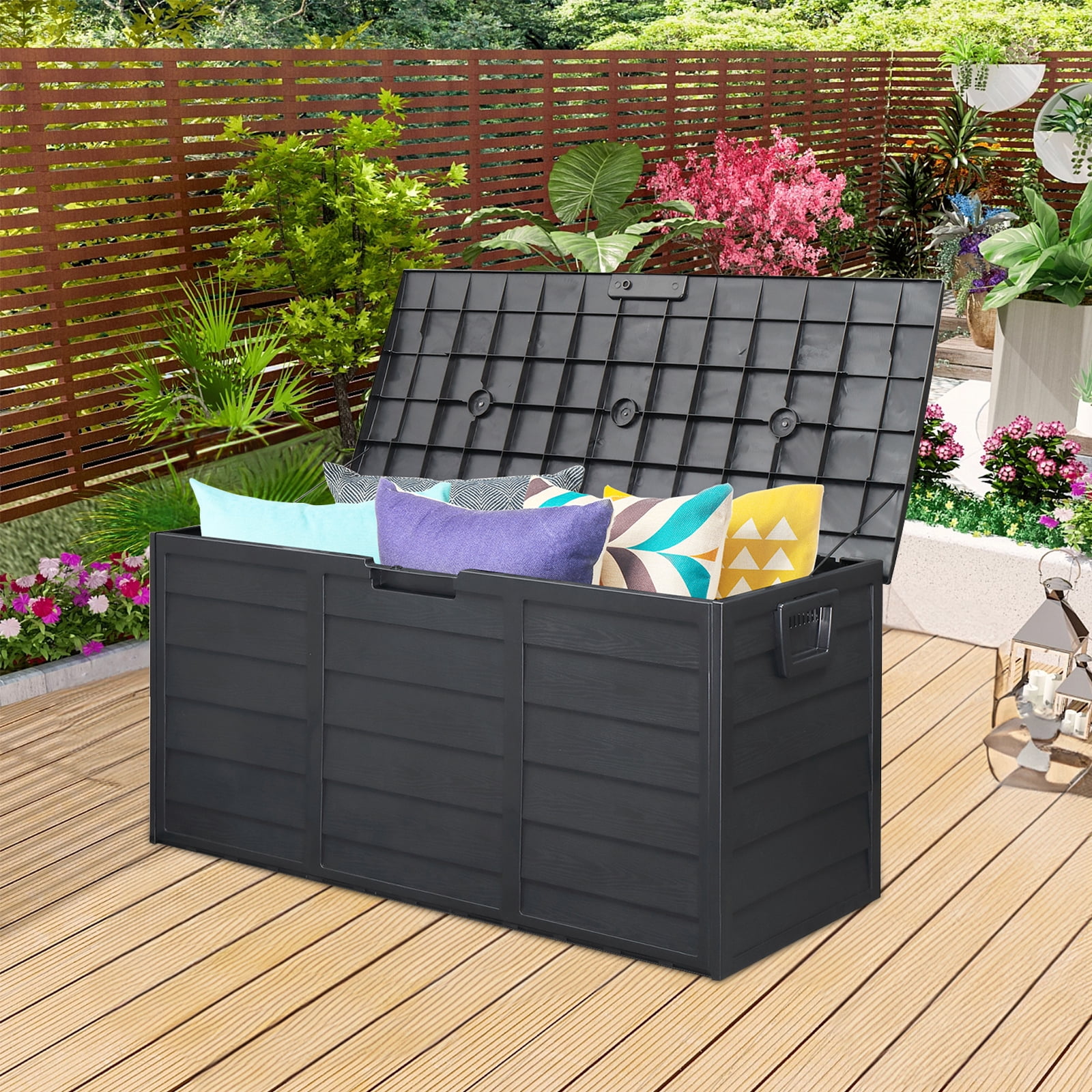 Aonewoe 75gal 280L Outdoor Garden Plastic Storage Mobile Waterproof ...