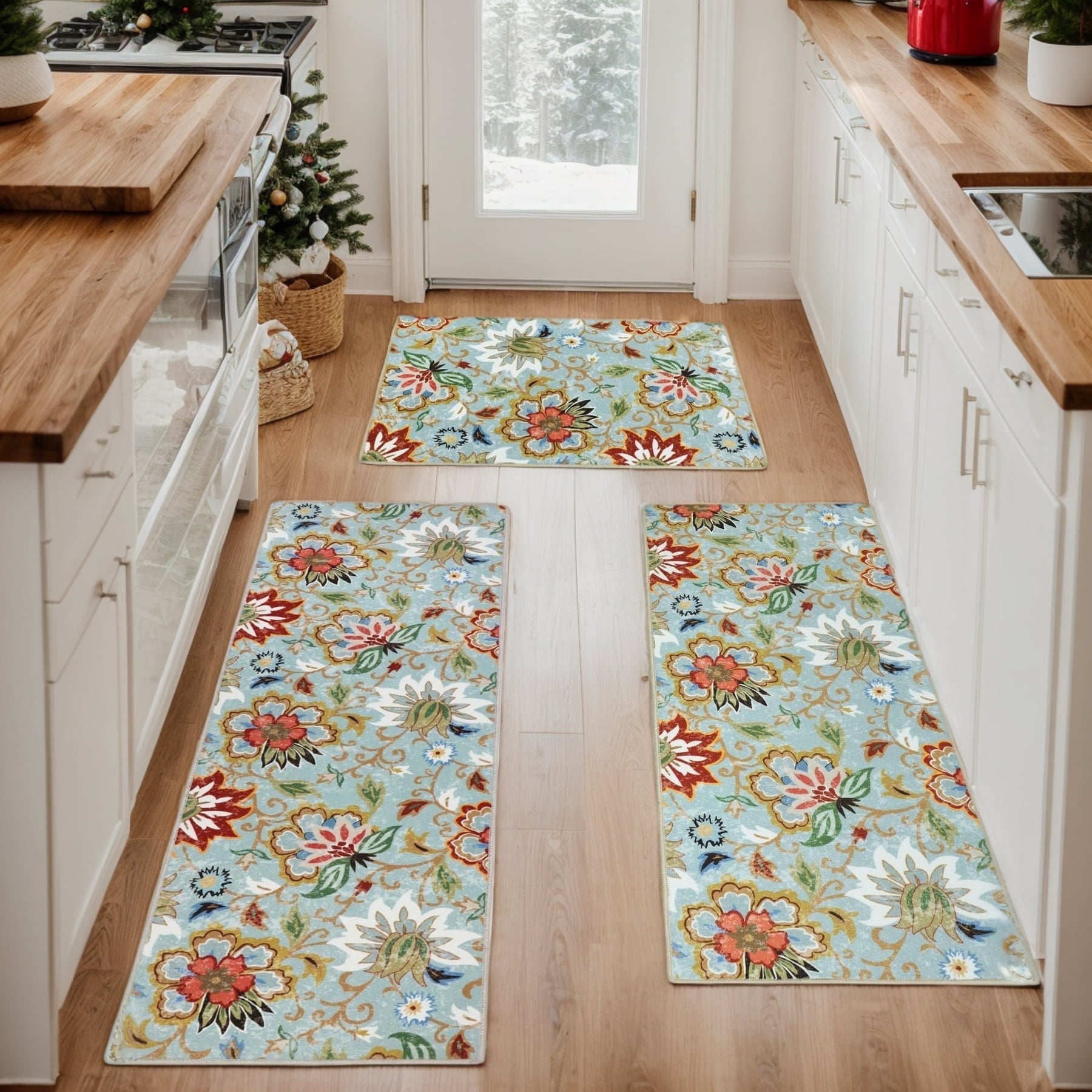 Aonewoe Boho 3 Piece Kitchen Rug Set Non Slip Washable Kitchen Mat for ...