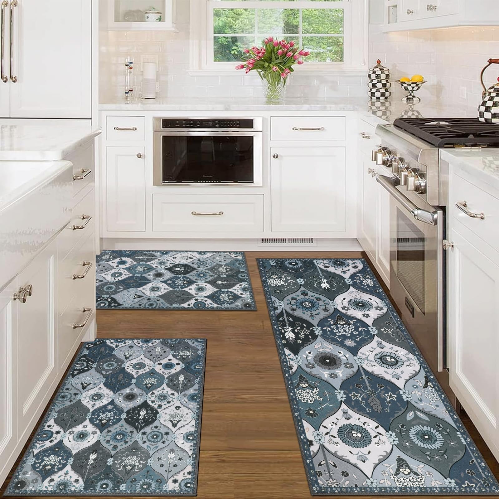 Aonewoe Boho 3 Piece Kitchen Rug Set Washable Non Slip Kitchen Mats for ...