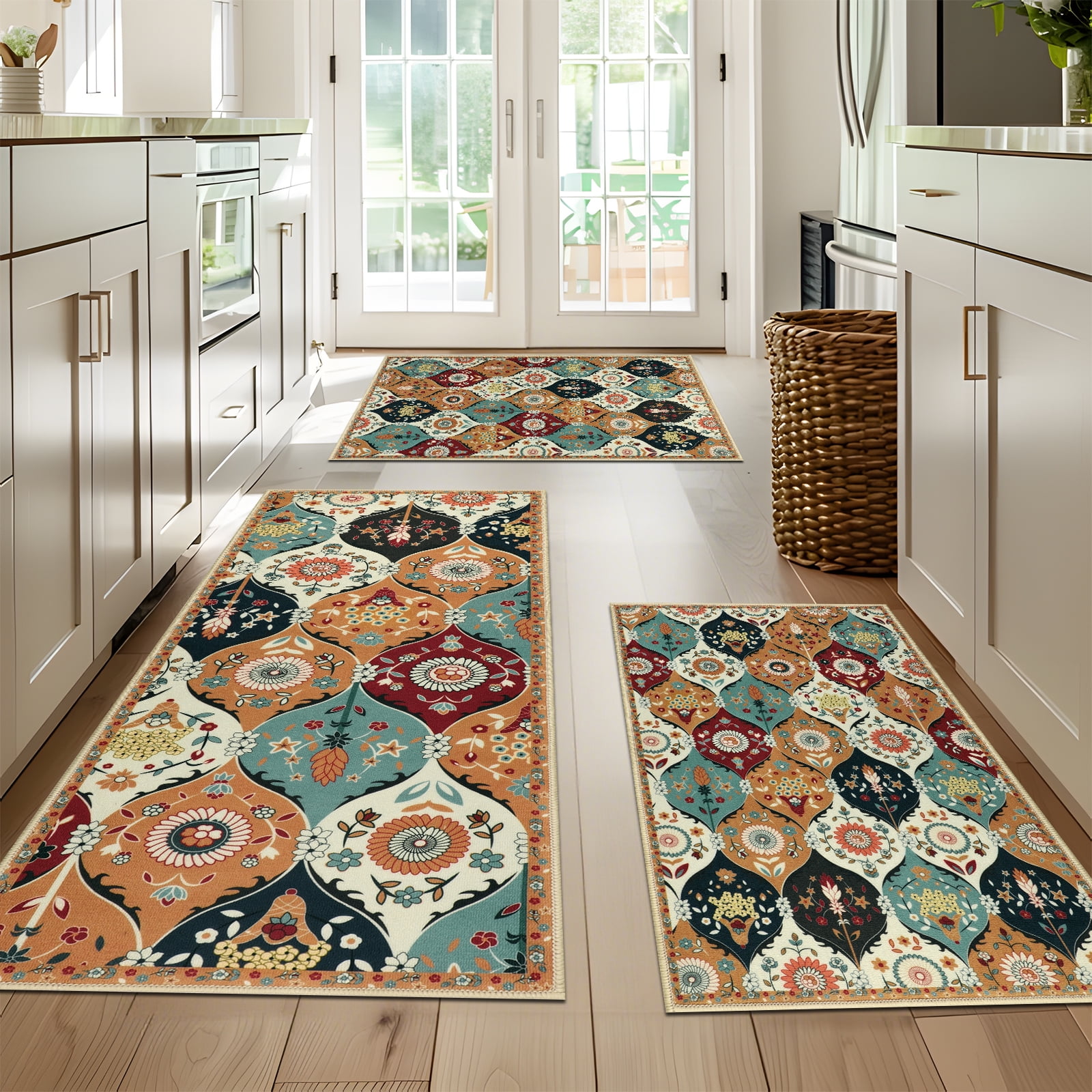 Aonewoe Boho Kitchen Rug Set 3pk Washable Rugs for Hallway - Walmart.com